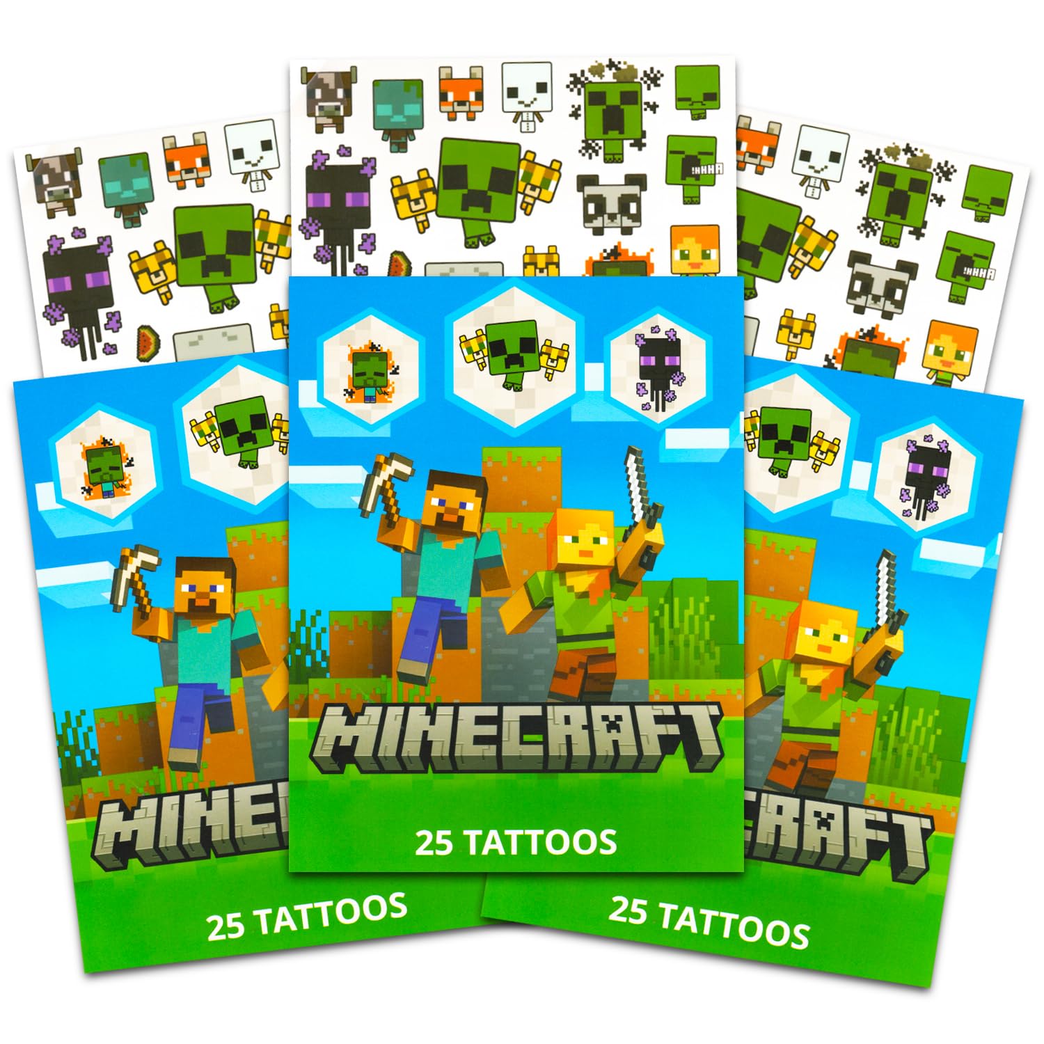 Amazon.com : Minecraft Temporary Tattoos for Kids and Adults - 75 ...
