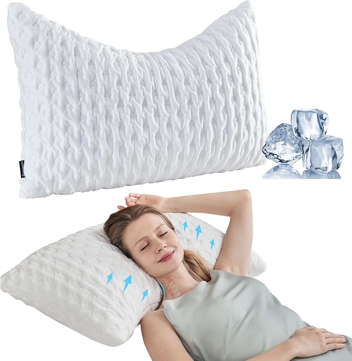 Amazon.com: Cooling pillow for side sleeper, Shredded Memory Foam Bed ...