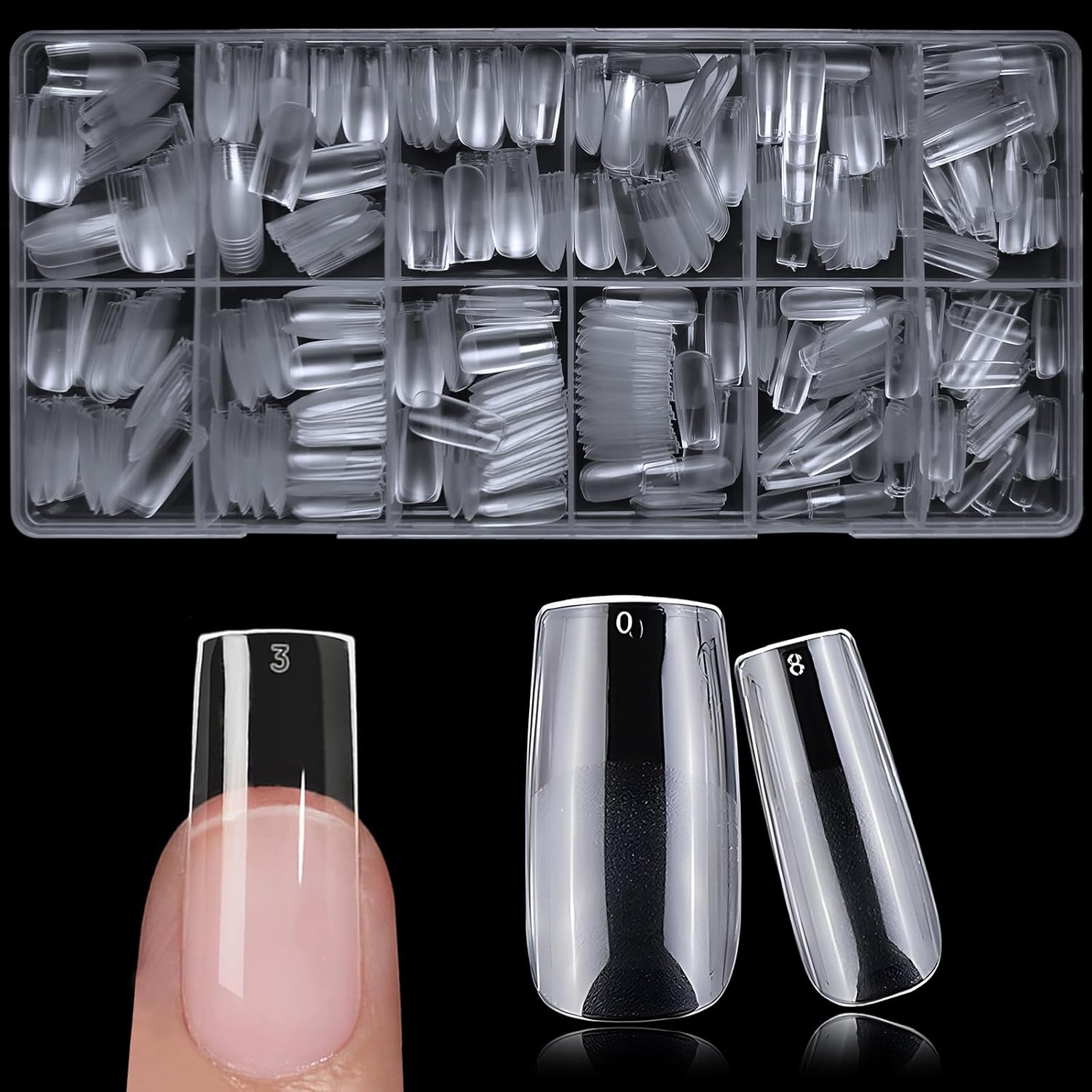 Amazon.com: Lifextol 600pc Medium Square Nail Tips Fake Nails Press on ...