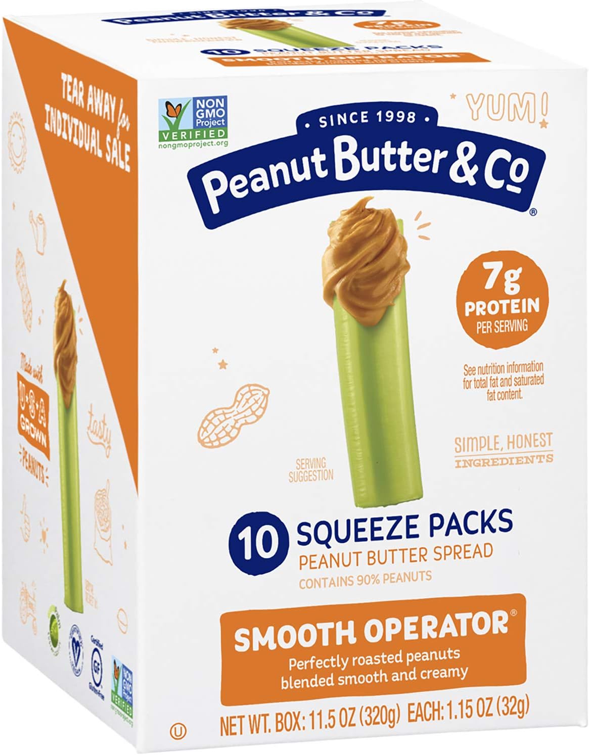 Amazon.com: Peanut Butter & Co. Peanut Butter Squeeze Packs, Convenient ...