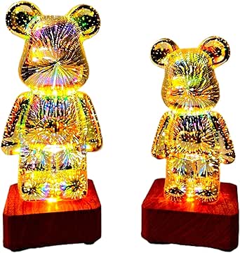 Brabola Twinkle Bear Lamp, 3D Bear Fireworks Lamp LED Bear Light ...