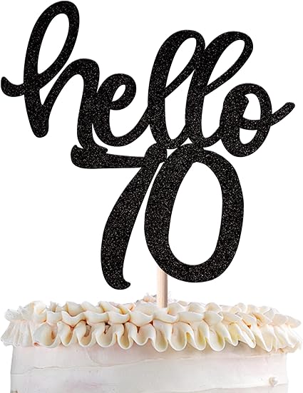 Amazon.com: 1 Pack Hello 70 Cake Topper Glitter 70th Birthday Cake Pick ...