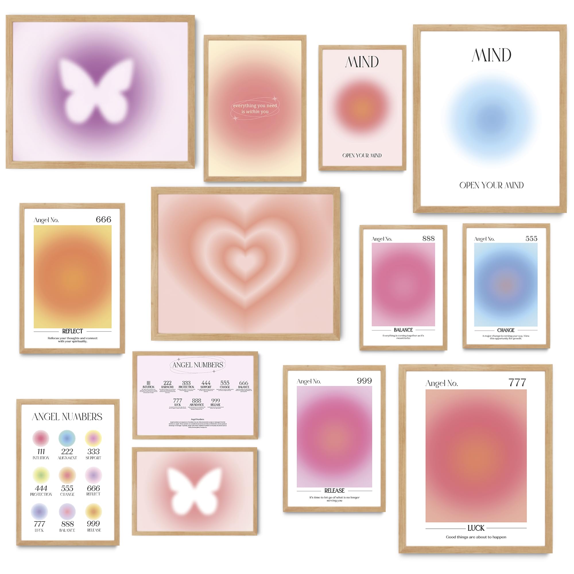 Amazon.com: Fardes Angel Number Posters for Preppy Room Decor Aesthetic ...