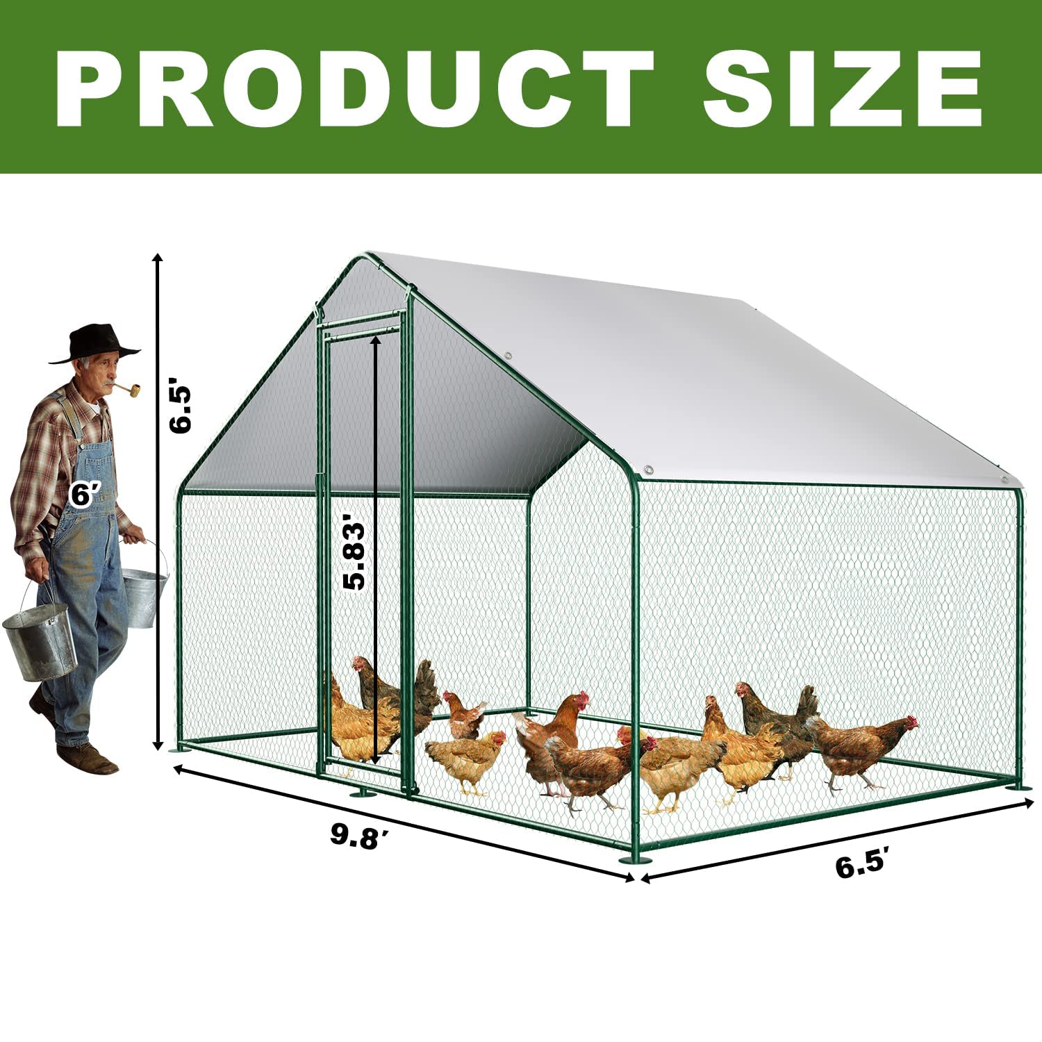 Snapklik.com : Belinova Chicken Coops For 6/10 Chickens, Green Large ...