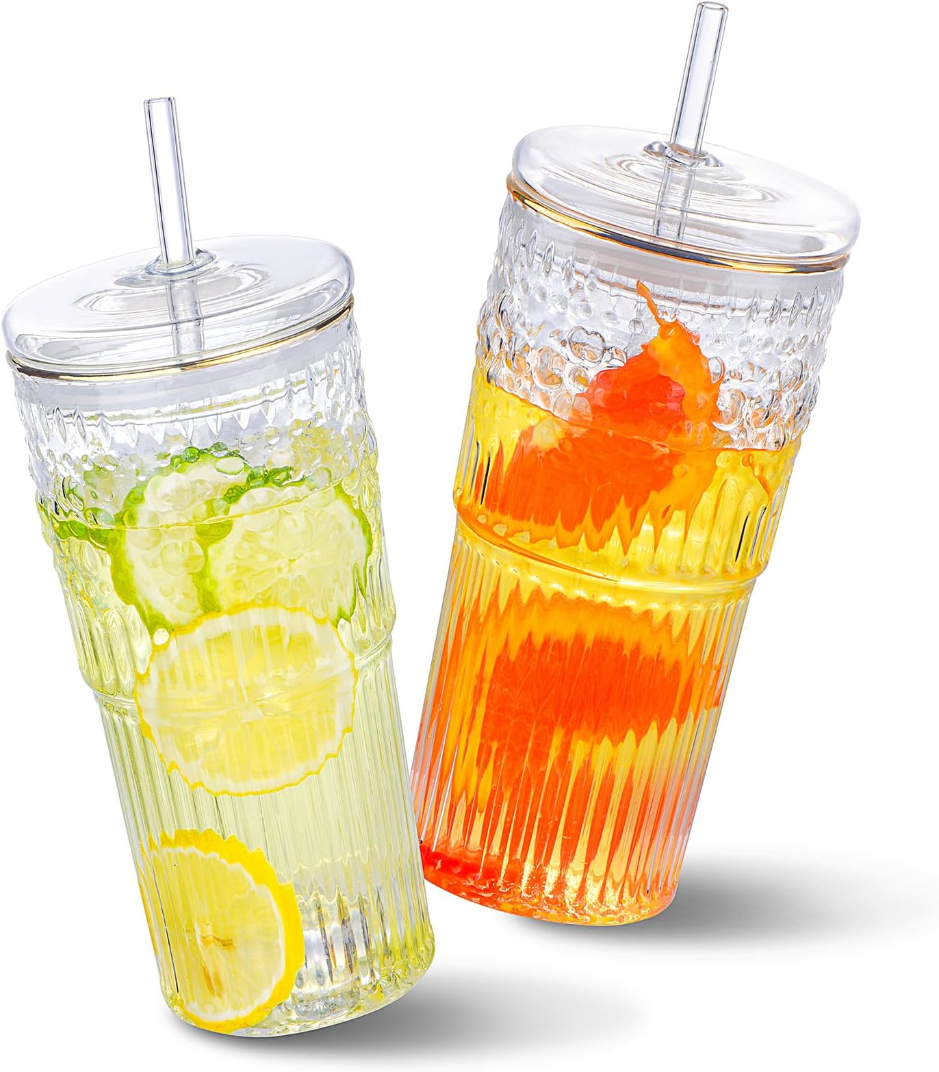 Amazon.com | Bandesun 32oz Vintage Glass Cup with Handle with Bamboo ...