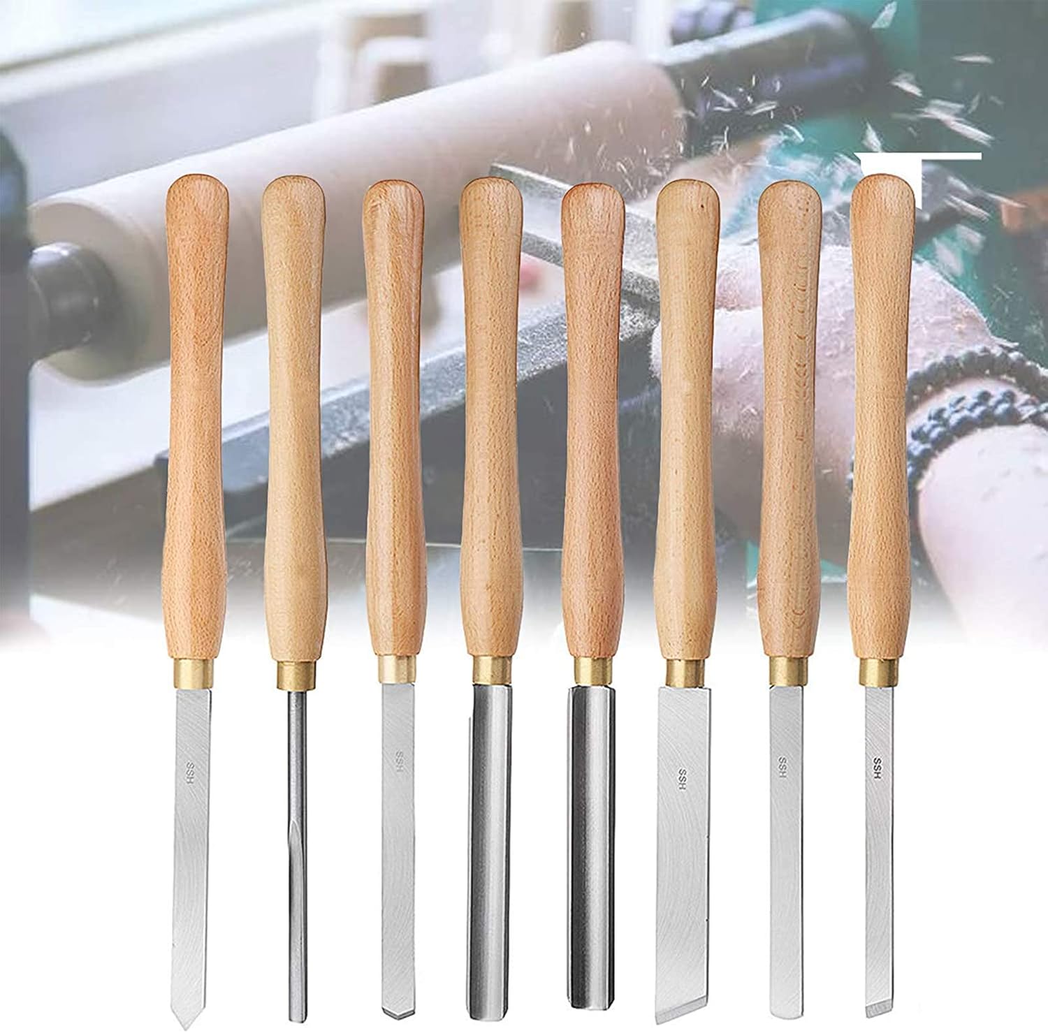 8Pcs Wood Turning Chisel Set HSS Wood Chisel Set Wood Turning Tools ...
