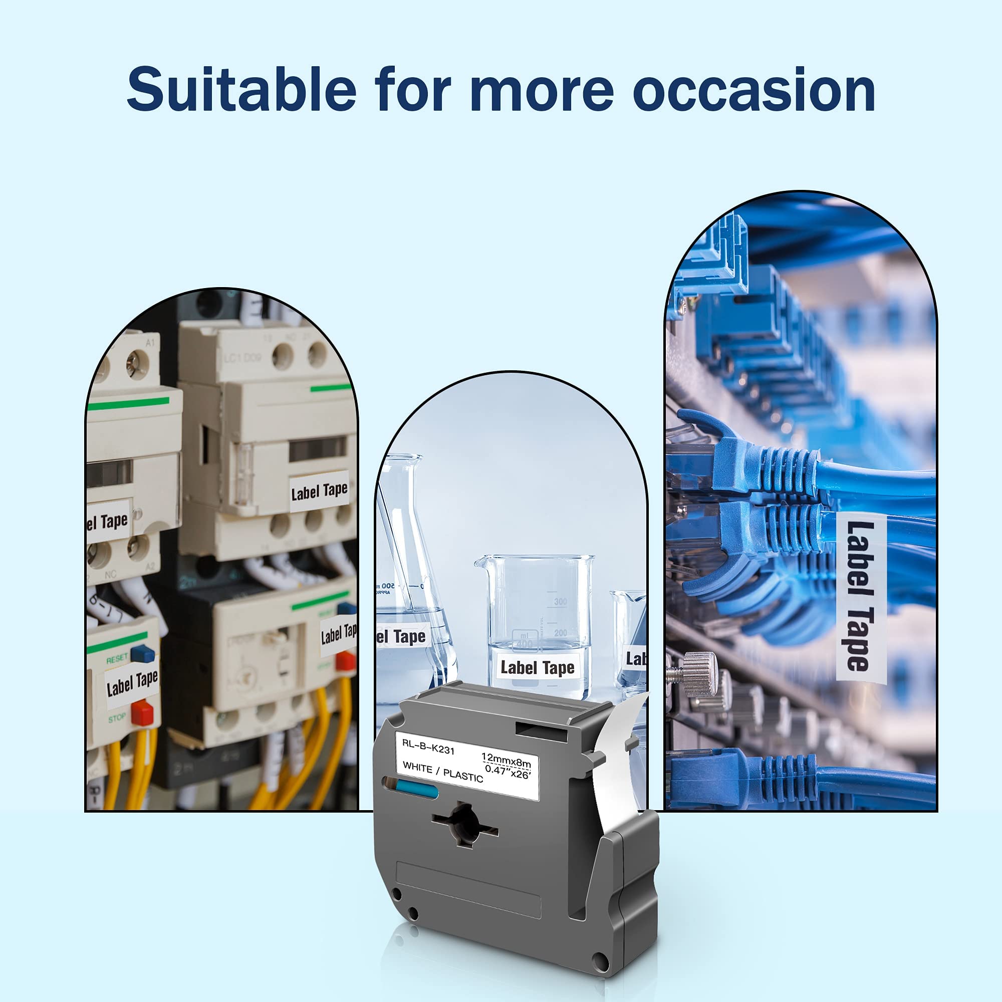 Compatible Label Tape Replacement for Brother P-Touch MK231 M231 M-K231S M-K231 com[atible wit ...