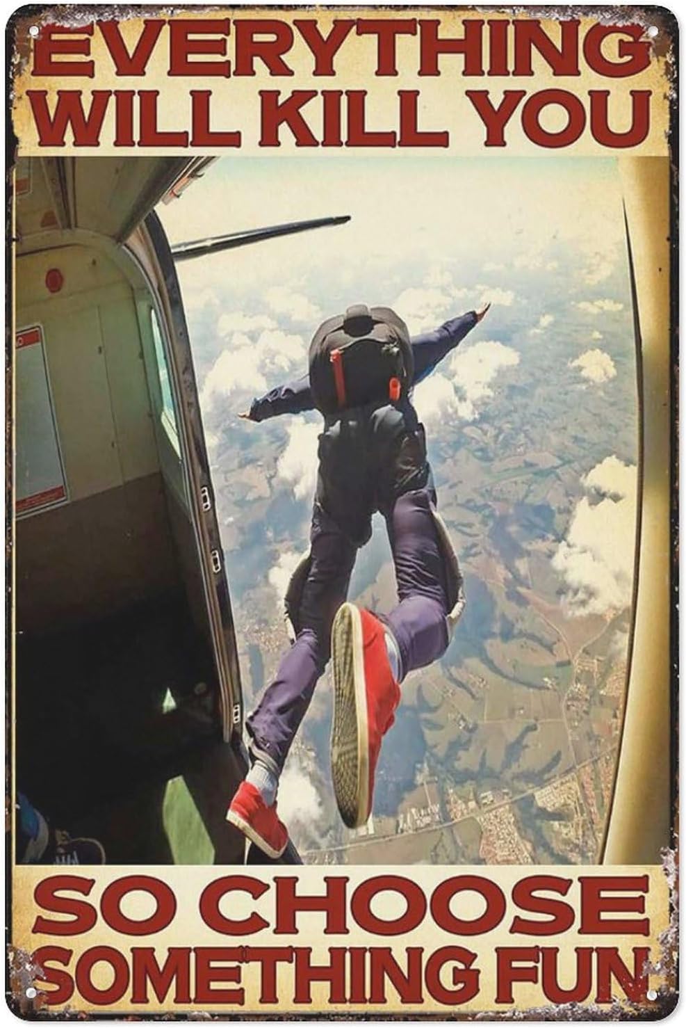 Amazon.com: Funny Metal Tin Sign Skydiving Man, Skydiving Poster ...