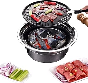 Amazon.com: Charcoal Grills, BBQ Grill, Indoor Portable Barbecue Grill, Camping Smoker Grill ...