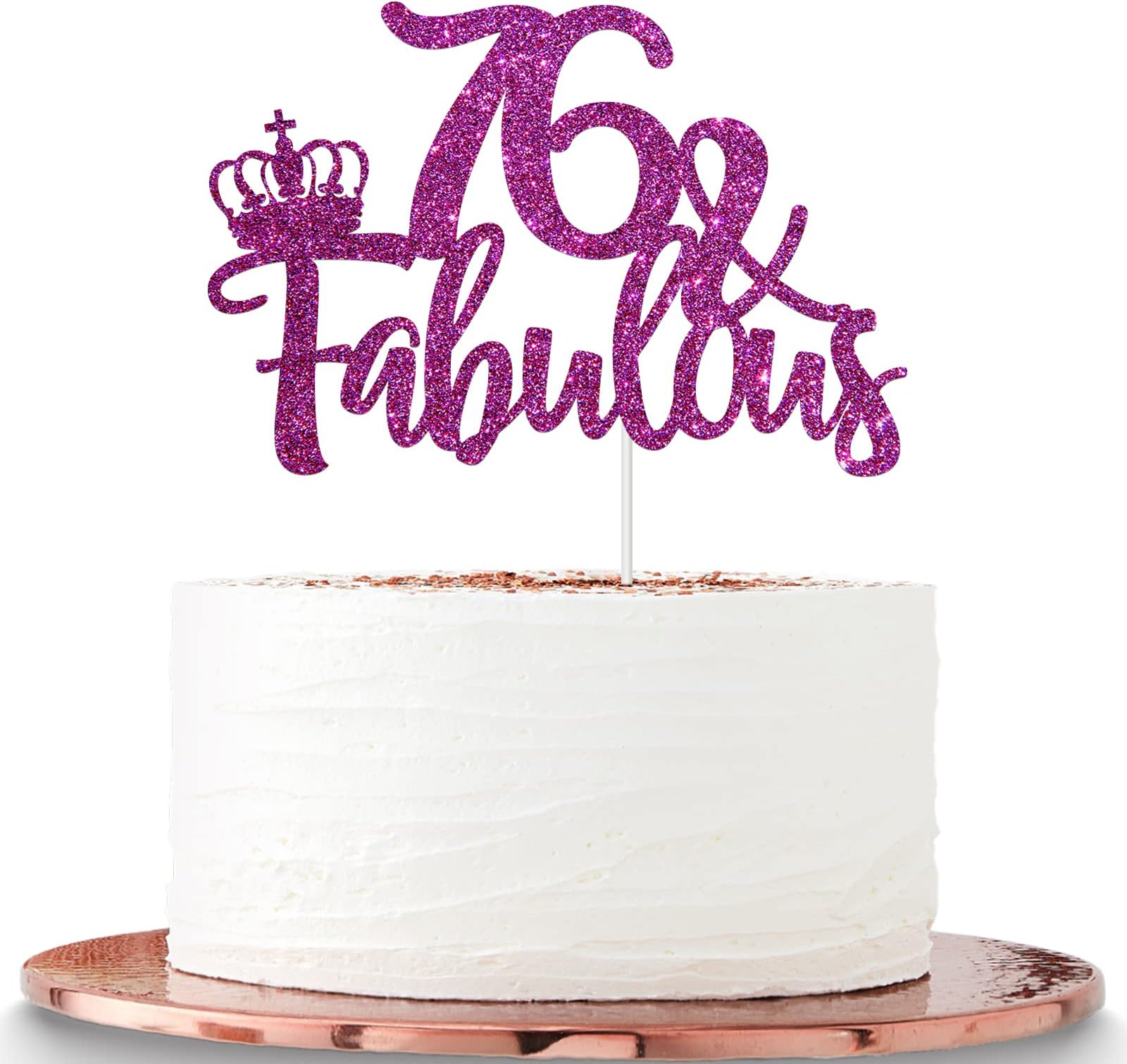Amazon.com: Purple Glittery 76 & Fabulous Cake Topper, Happy 76th ...