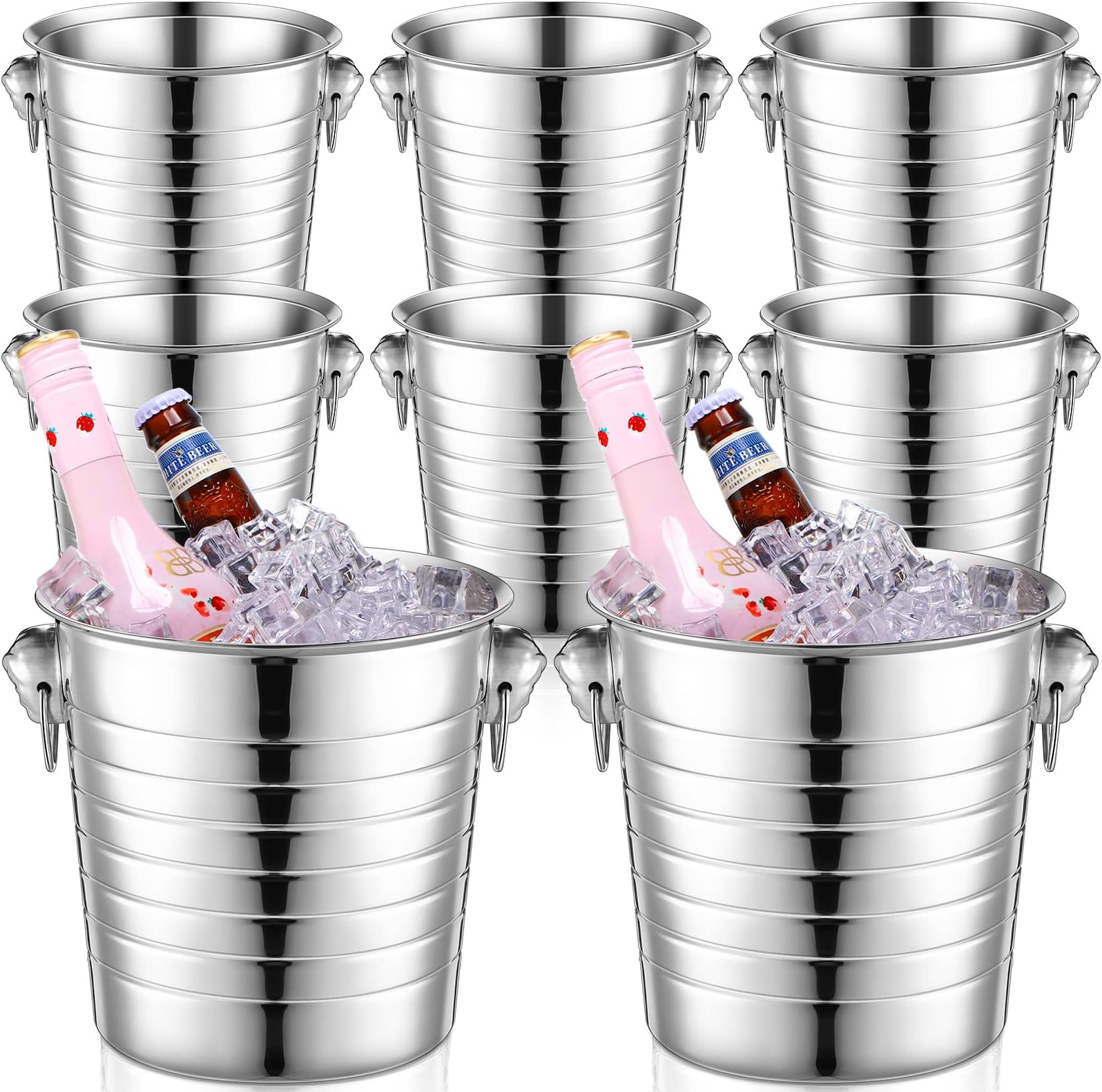 Amazon.com: 8 Pack Stainless Steel Champagne Bucket Party Ice Bucket ...