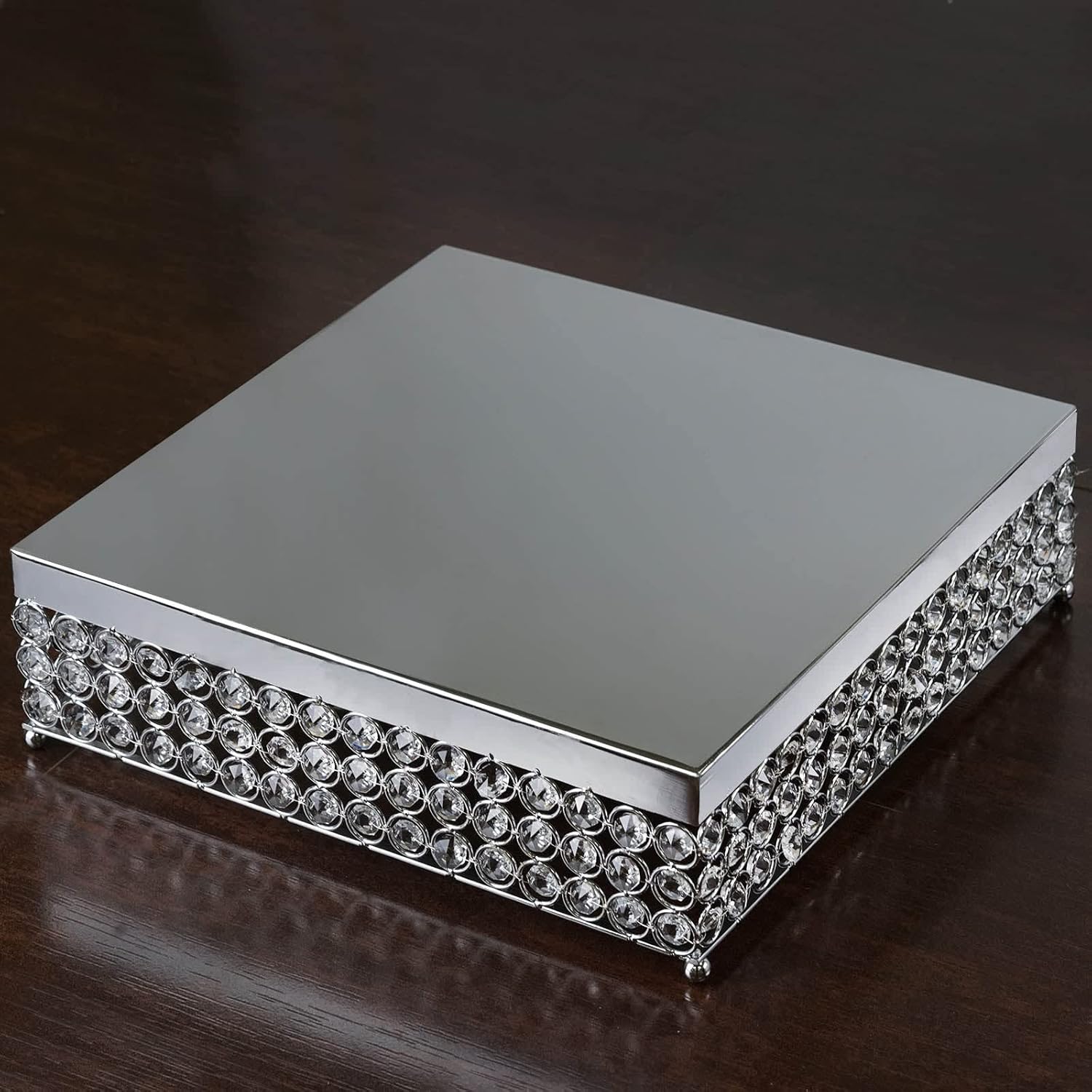 Amazon.com | TABLECLOTHSFACTORY 16" Bejeweled Silver Square Crystal ...