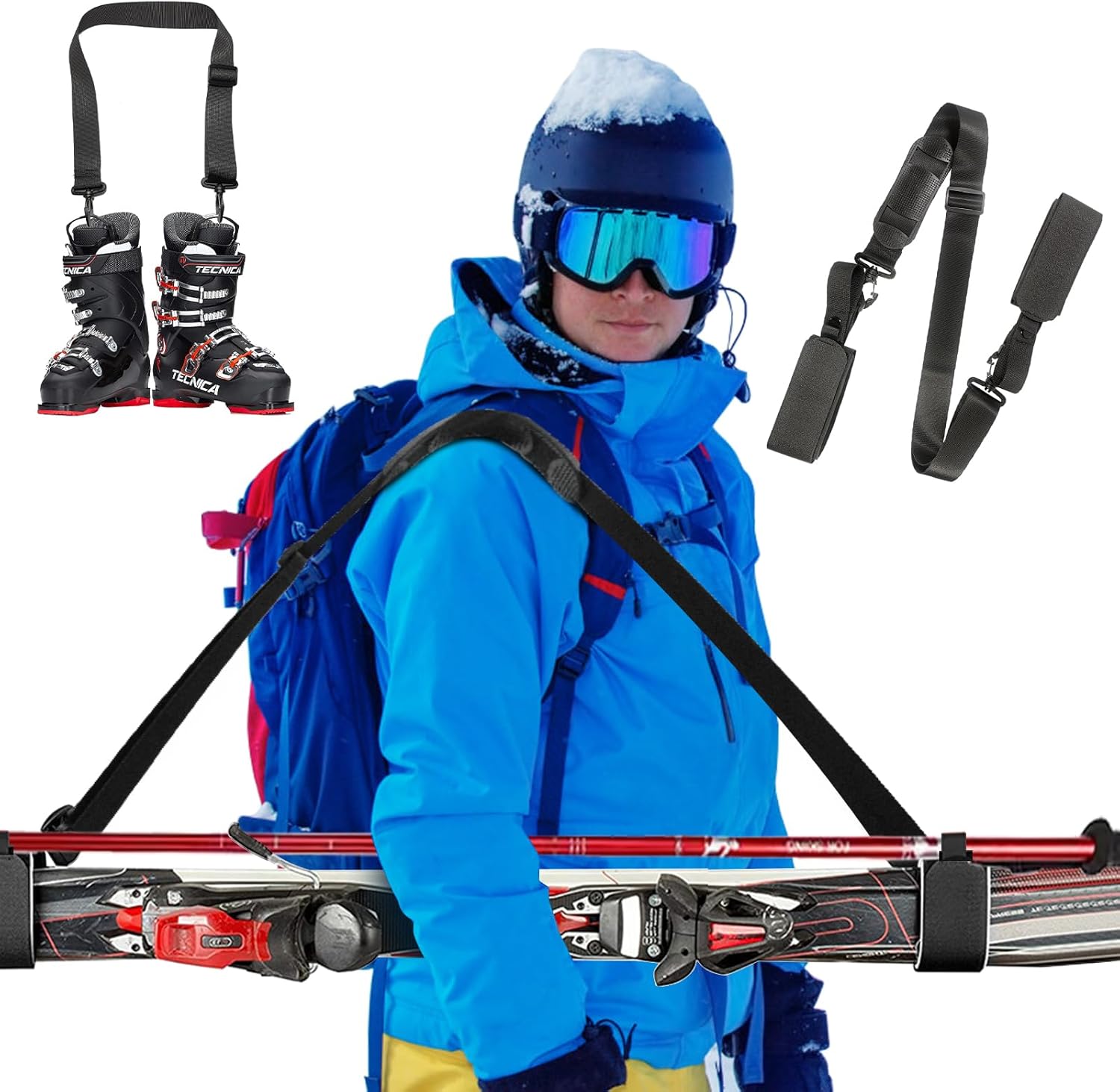 Jasonwell Ski Straps for Carrying - 2Pcs Adjustable Ski Poles and Boots ...