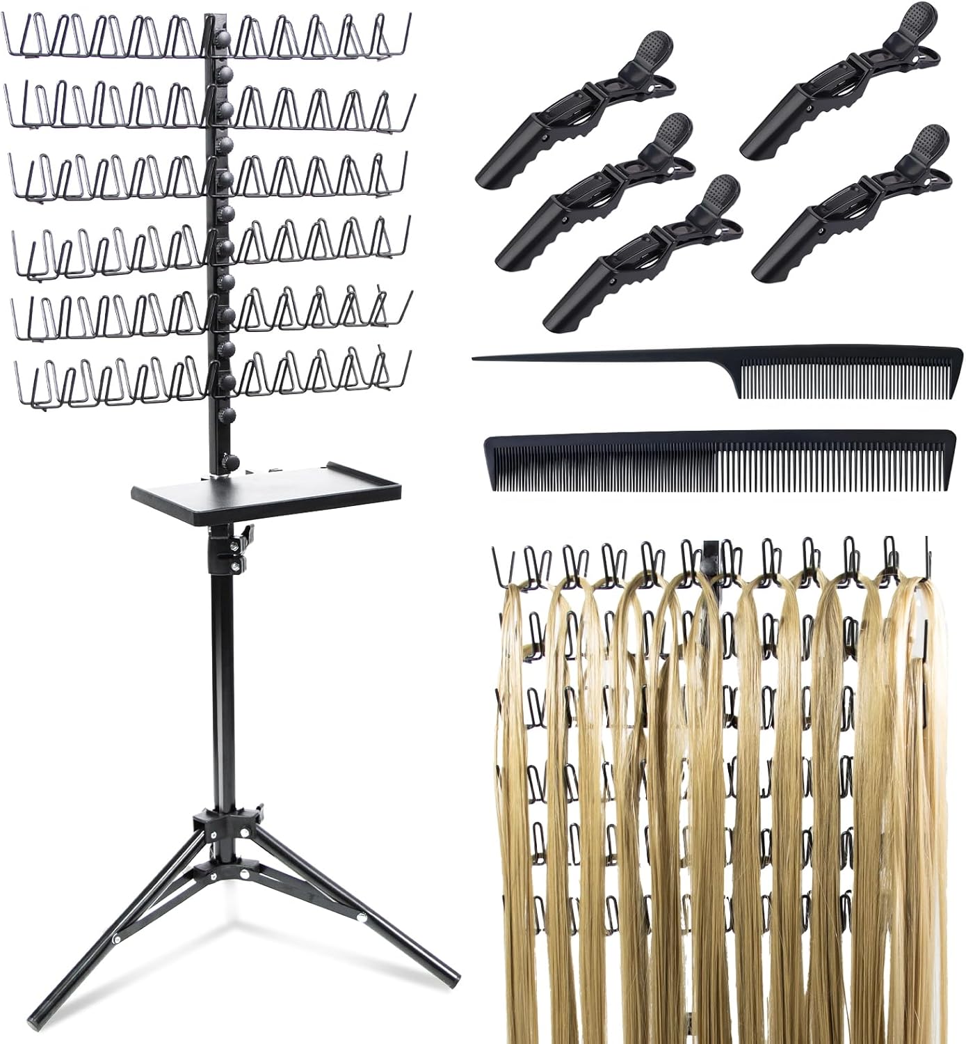 Amazon.com: Braiding Hair Rack, 144 Pegs Braiding Rack Height ...