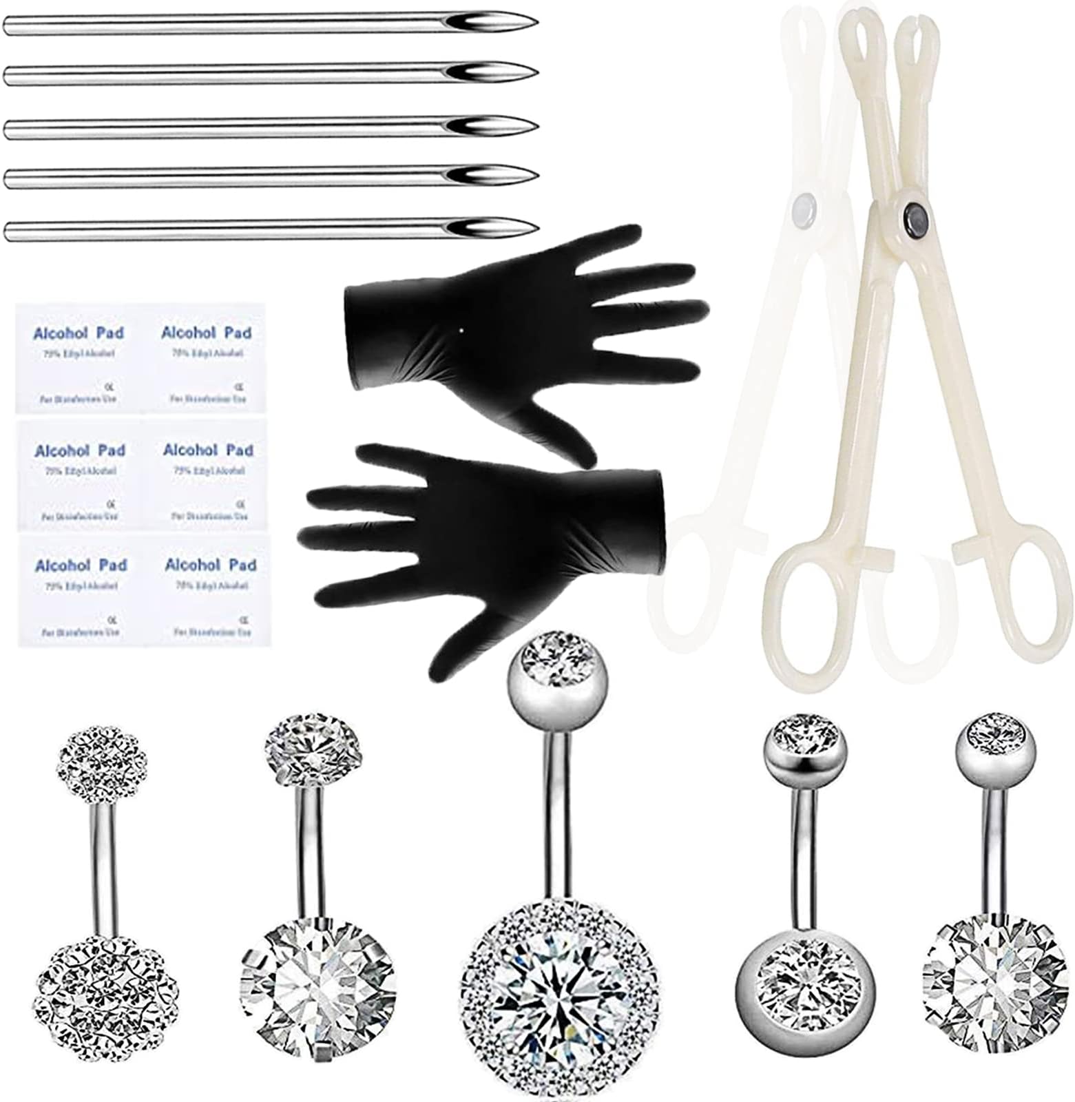 Amazon.com: Urknall Belly Piercing Kit, 18Pcs Belly Button Piercing Kit ...