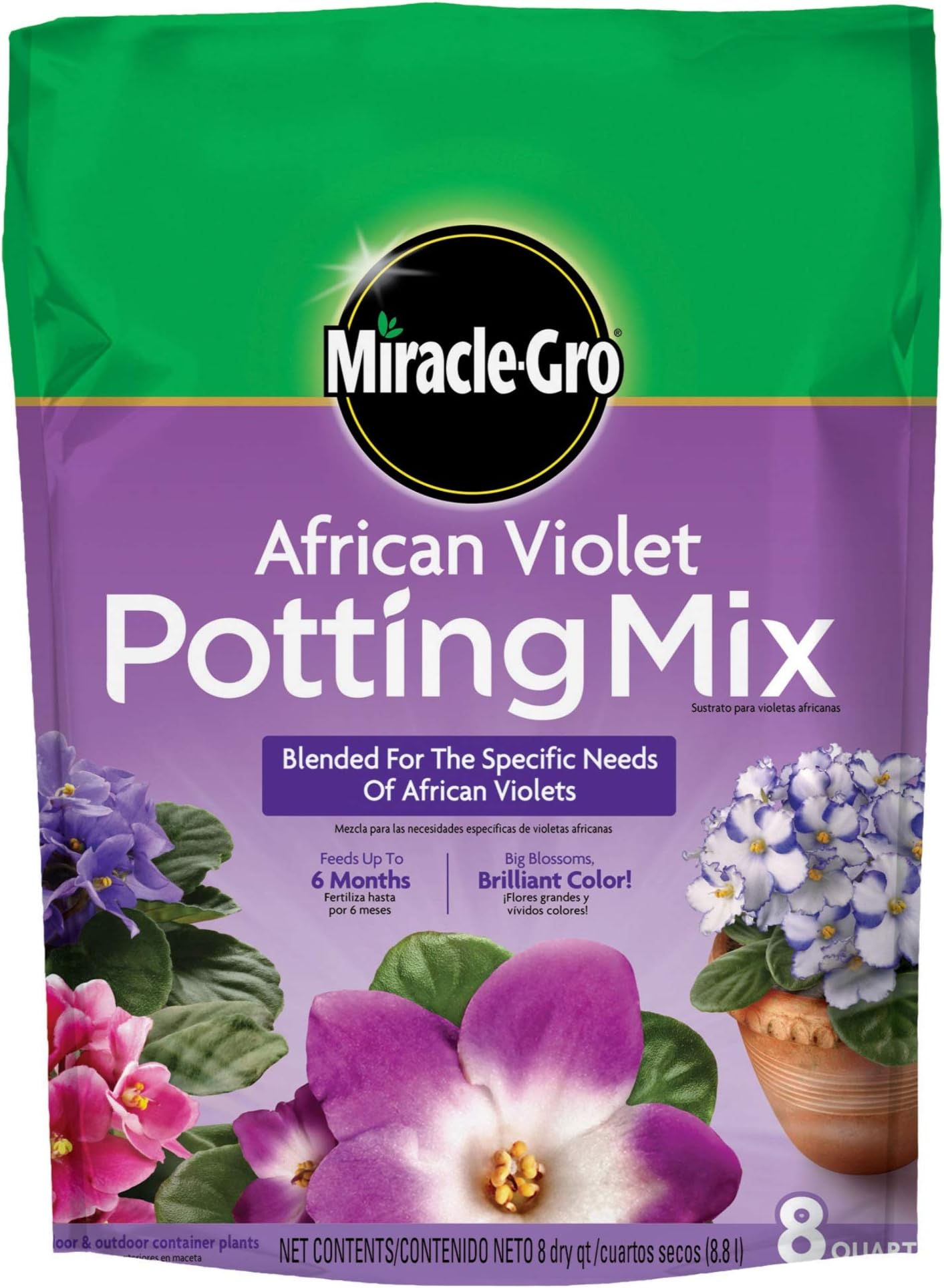 Amazon.com : Miracle Gro 72678430 8 Qt African Violet Potting Mix 0.21 ...