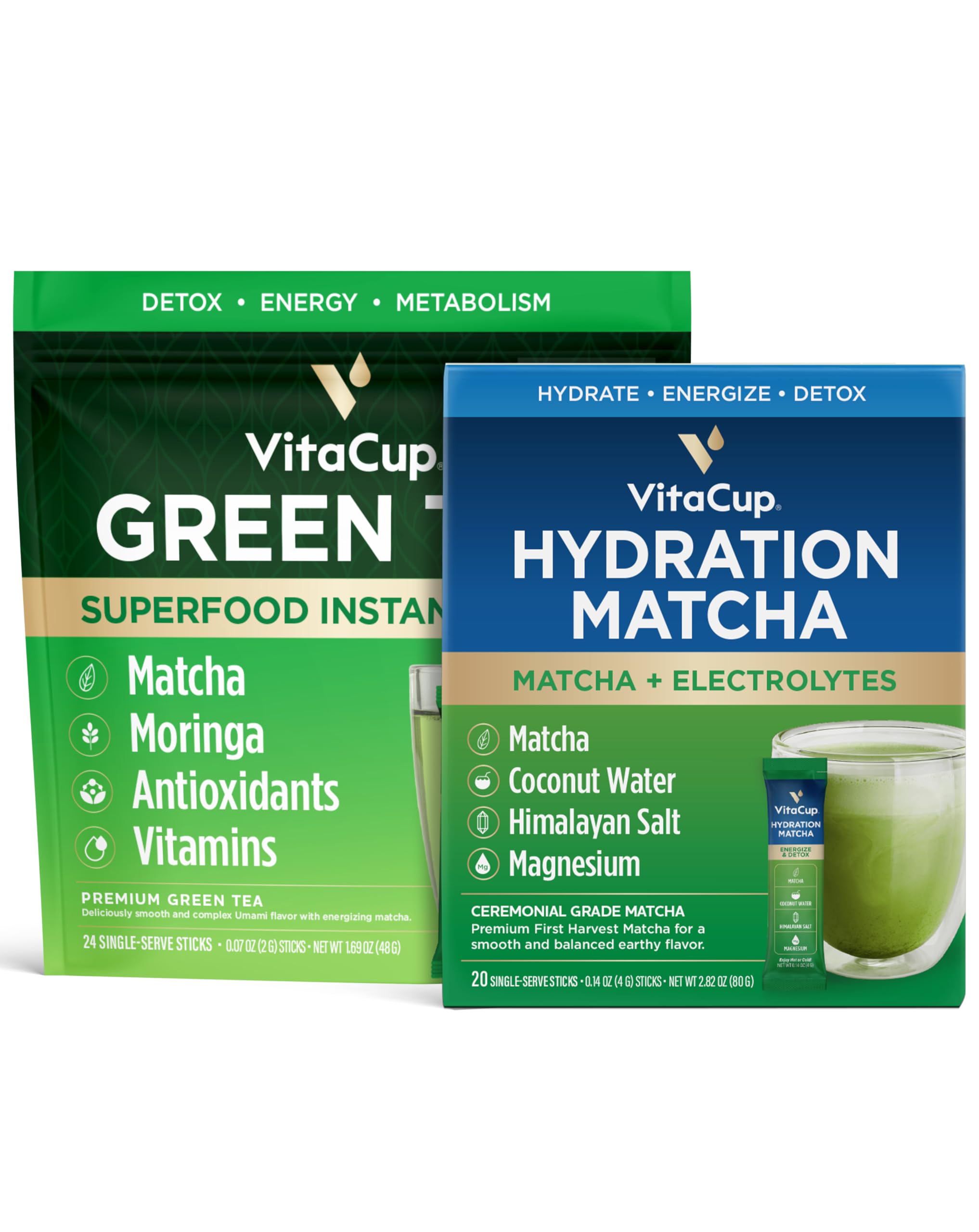 Amazon.com: VitaCup Instant Hydration Matcha Packets 20ct & Instant ...