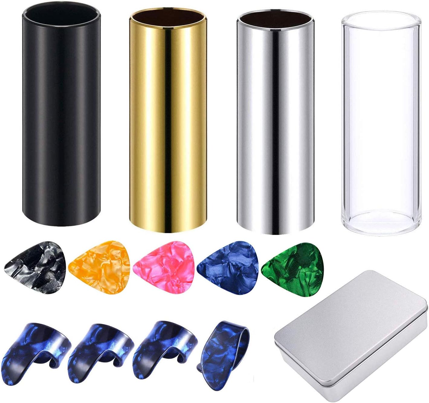 Amazon.com: Set of 4 Medium Guitar Slides (Include 3 Colors Stainless ...