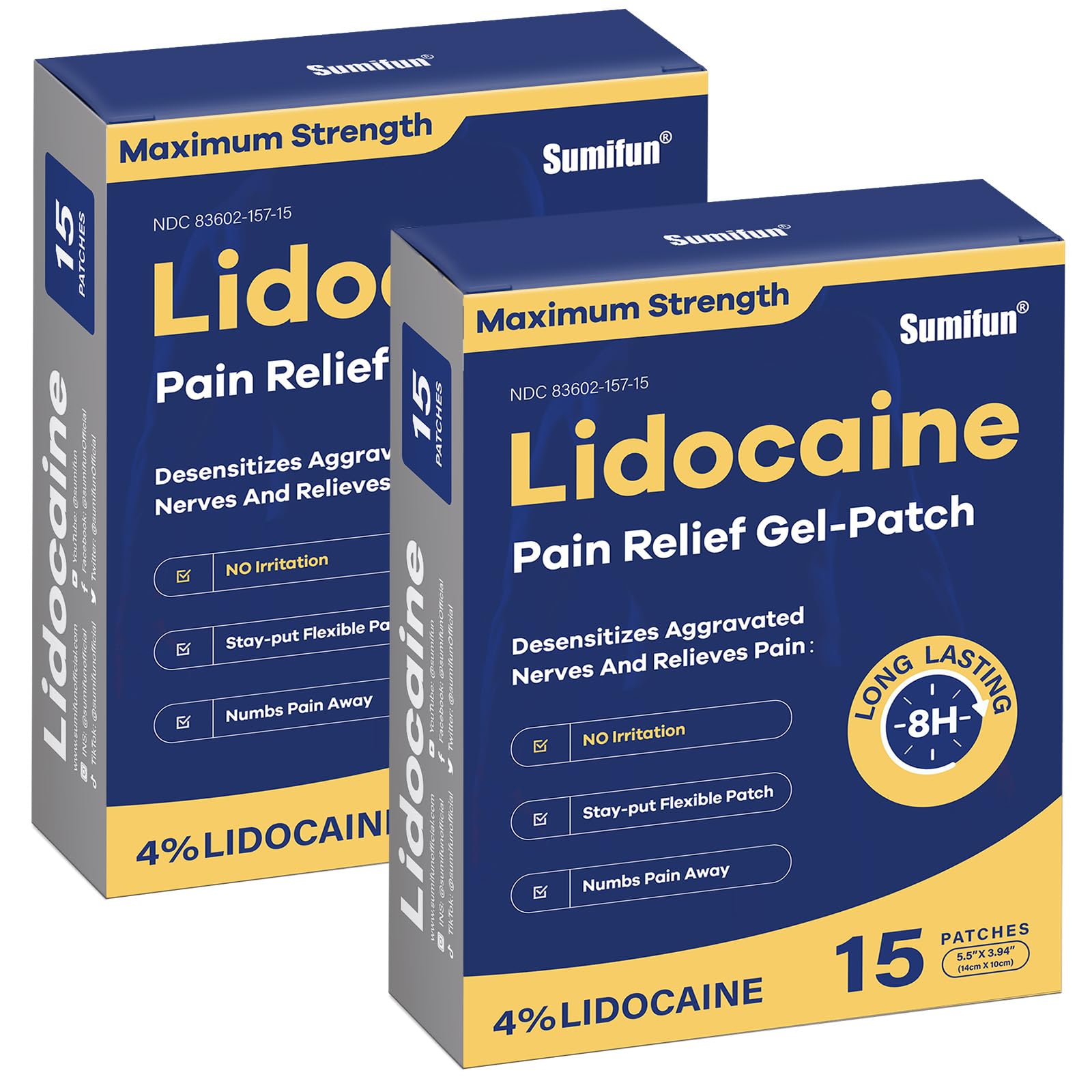Amazon.com: Sumifun 4% Lidocaine Patches Maximum Strength - 30 Count Pain Relief Patches for ...