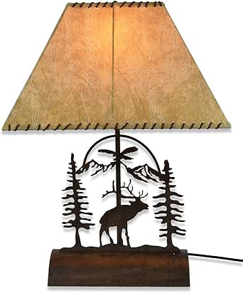Muskoka Lifestyle Products Rustic Elk Table Lamp with Faux Rawhide ...
