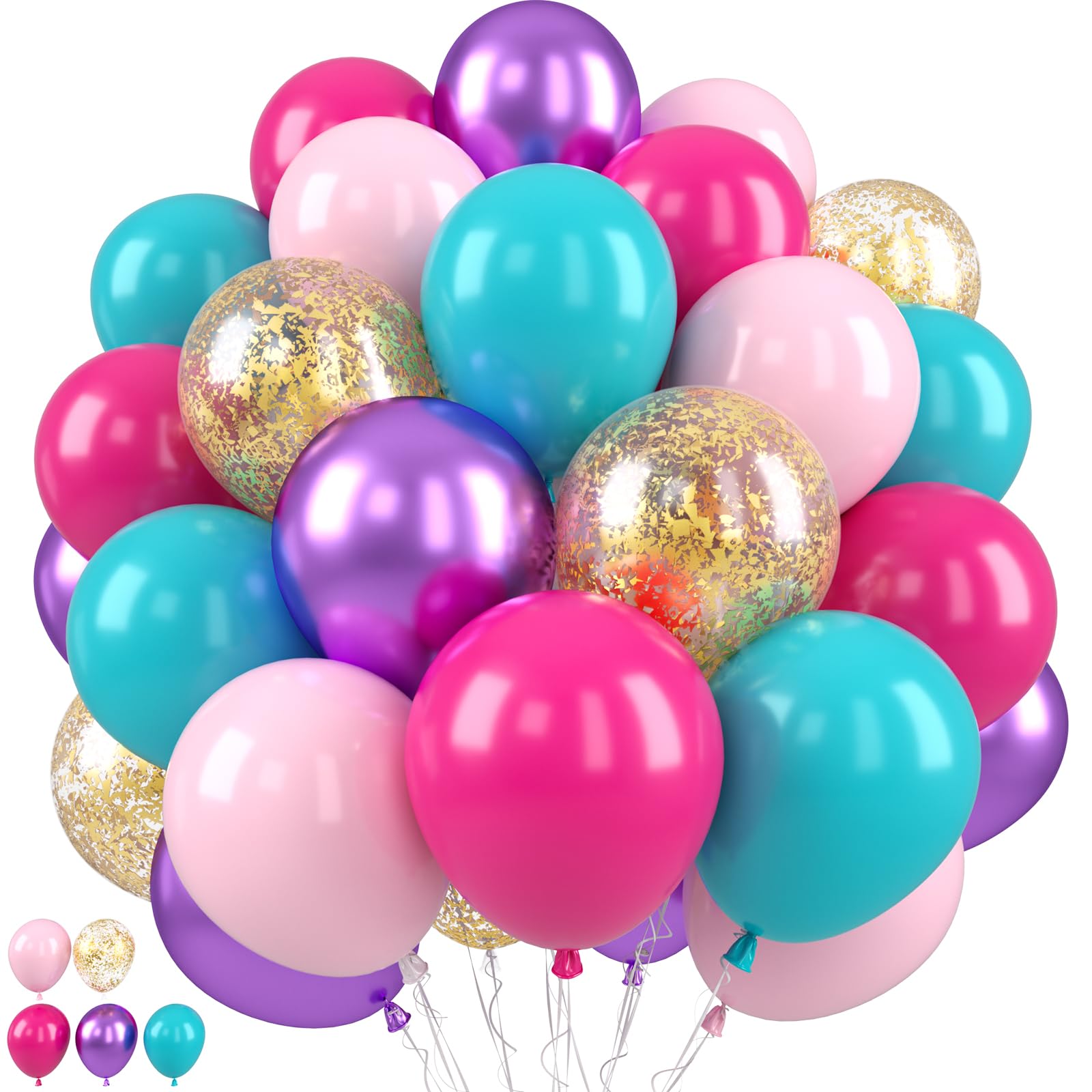 Amazon.com: Pink Blue Purple Balloons, Pink and Purple Balloons, Teal ...