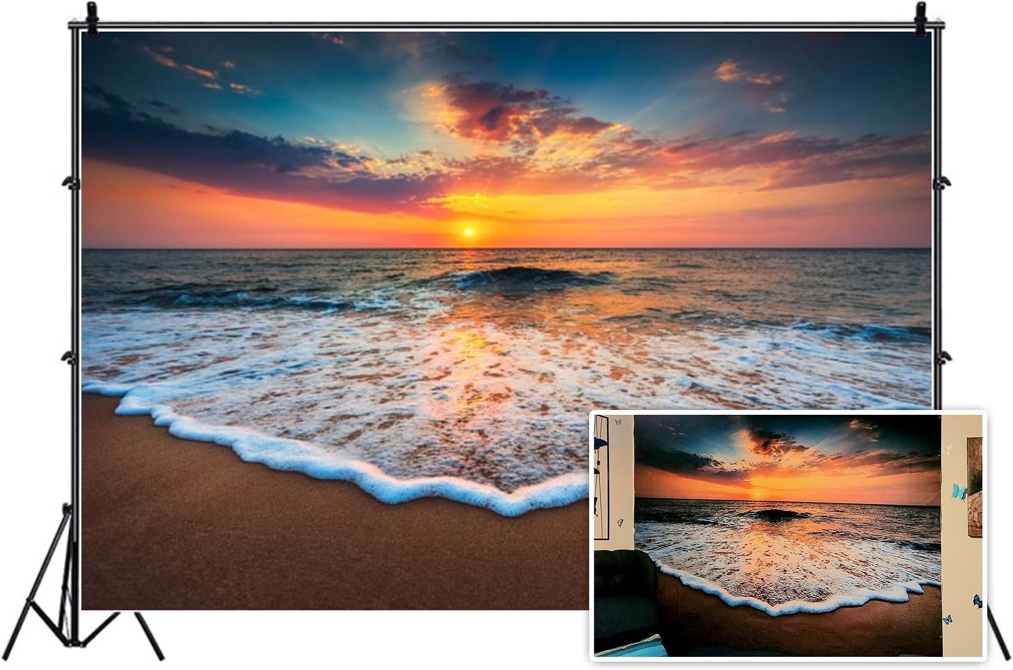 Amazon.com : Sensfun 7x5ft Summer Seaside Sunset Photography Backdrop ...