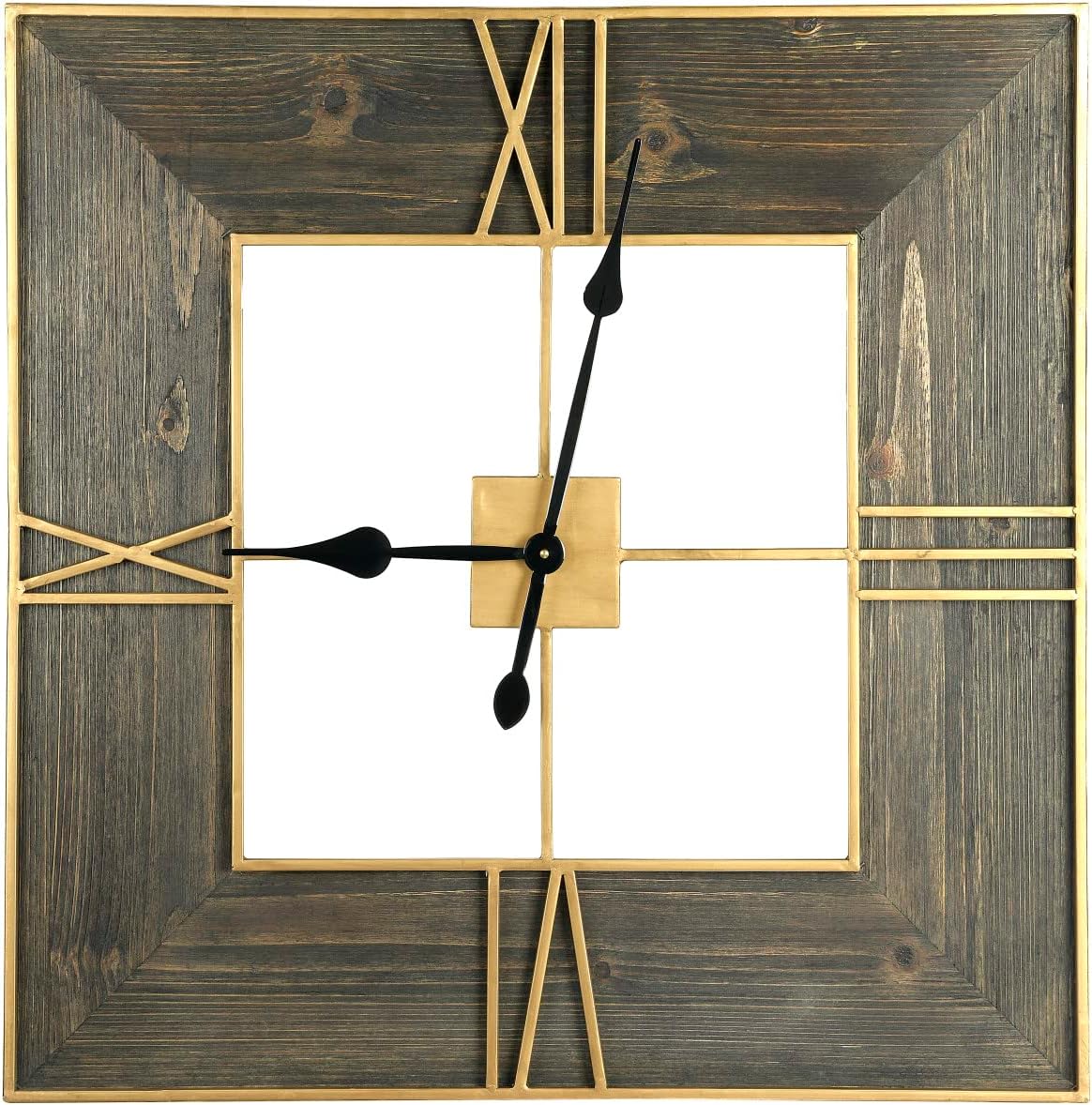 Amazon.com: Creative Co-Op 30 Inch Square Wall Clock with Wood Finish ...