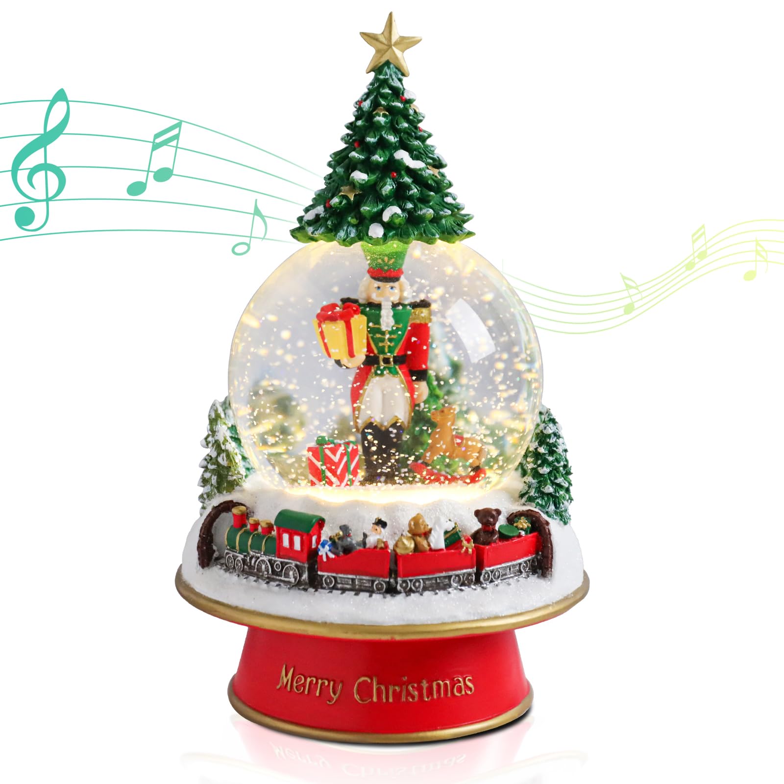 Amazon.com: VCUTEKA Christmas Snow Globe, Musical Snow Globes Color ...