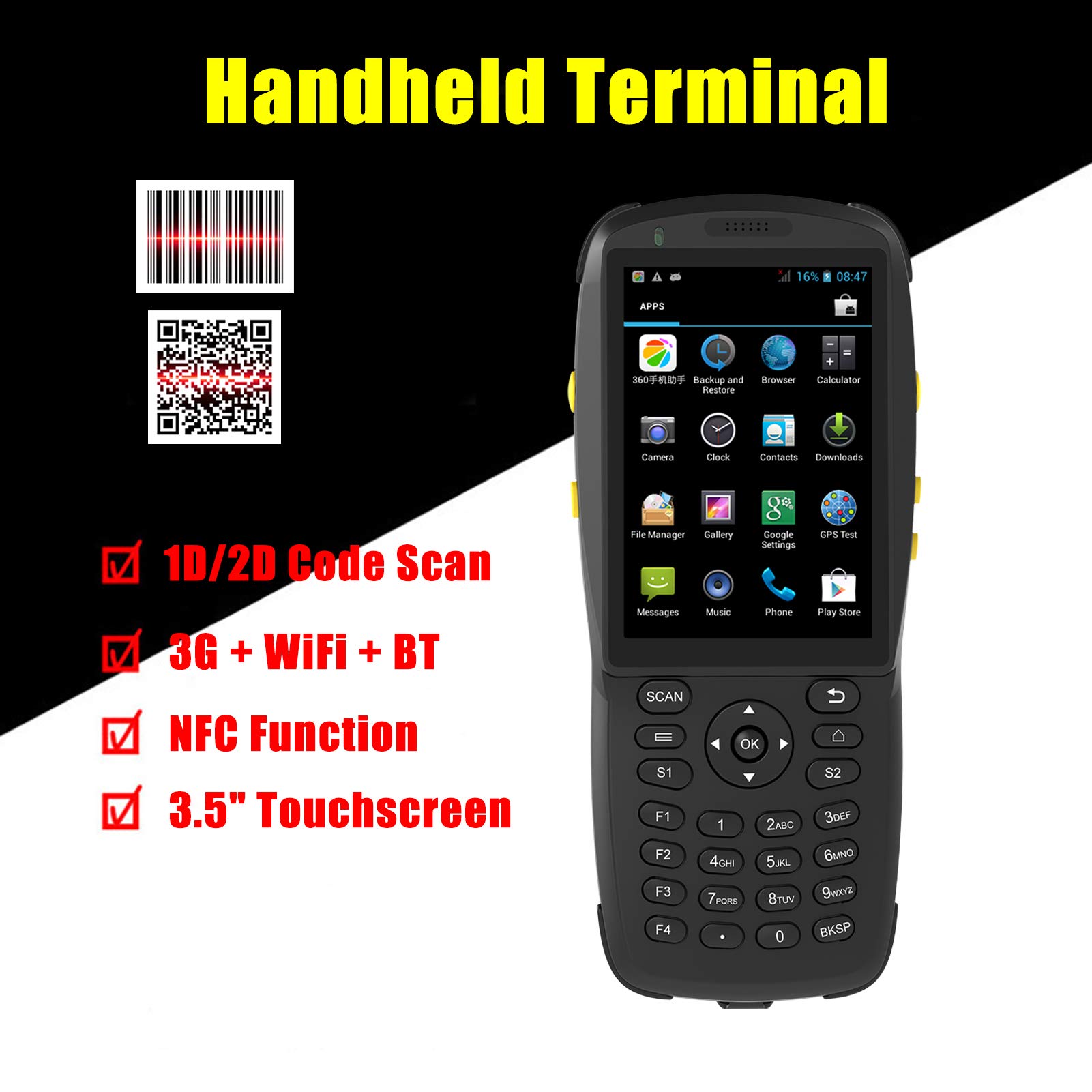 Buy Anself Barcode Scanner Android PDA Handheld POS Terminal Inventory ...
