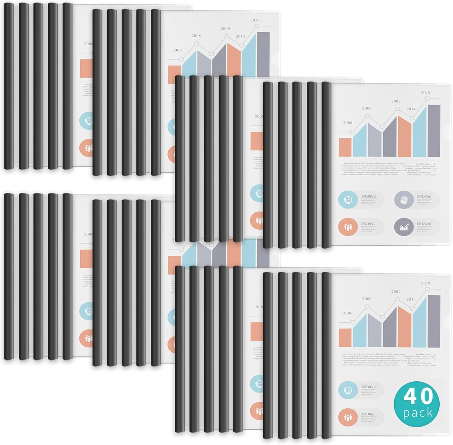 Amazon.com : Binditek 40 Pack Heavyduty Clear Report Covers with ...