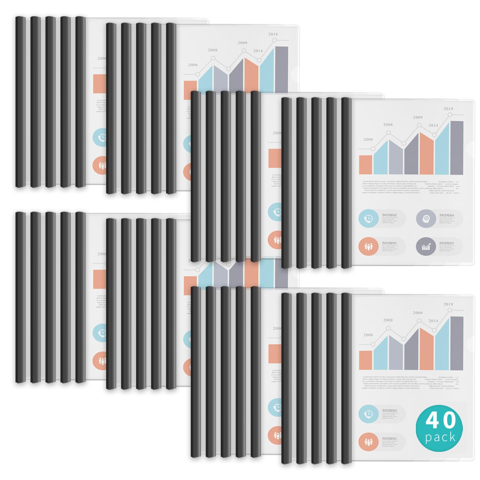 Amazon.com : Binditek 40 Pack Heavyduty Clear Report Covers with ...