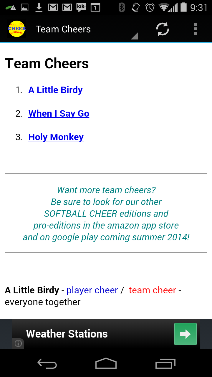 Softball Cheers 2014 Edition 1 - App on Amazon Appstore