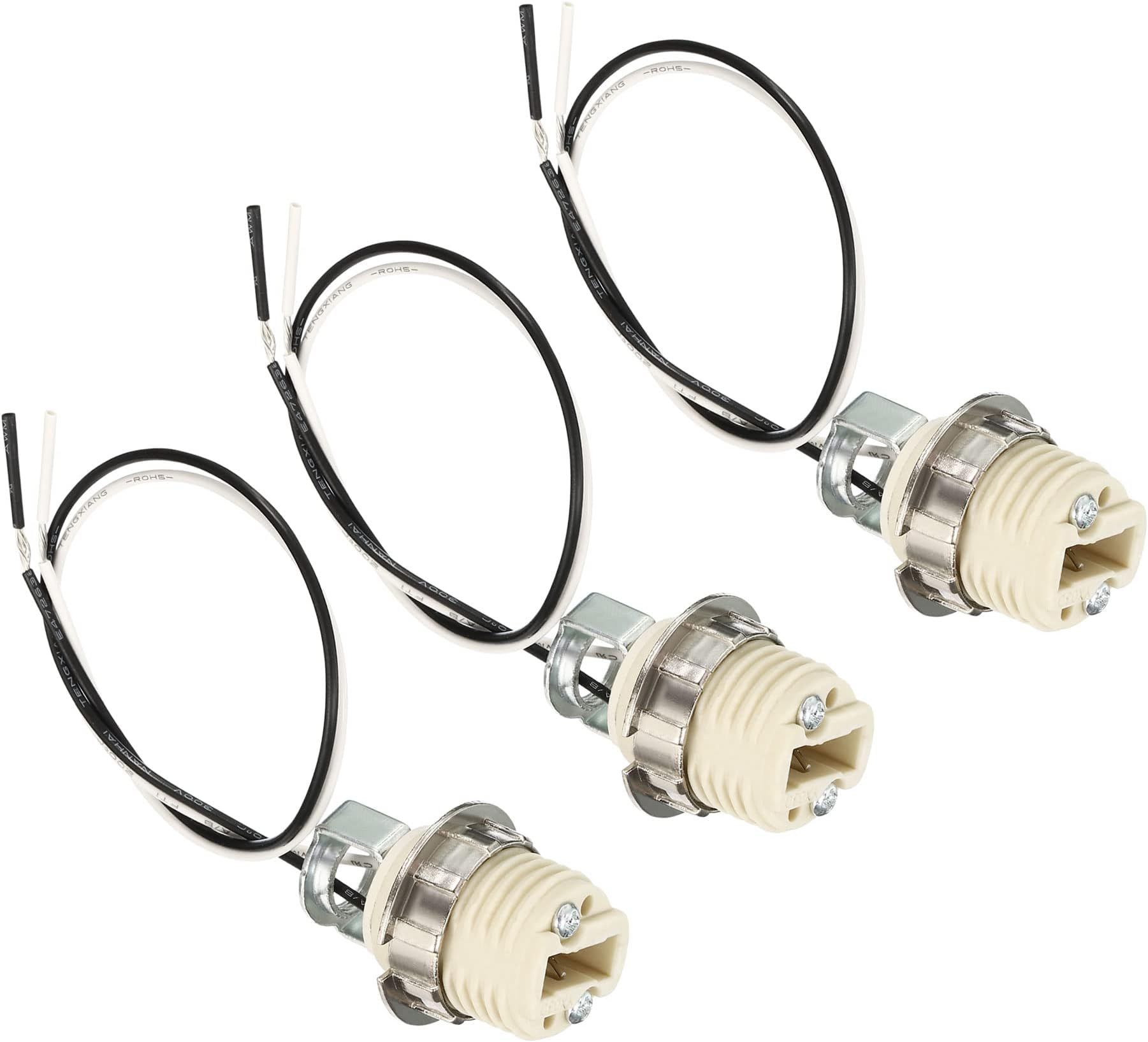 PATIKIL G9 Light Base Socket Kit, 2 Pack 10 Inch Long Wire Lead Ceramic ...