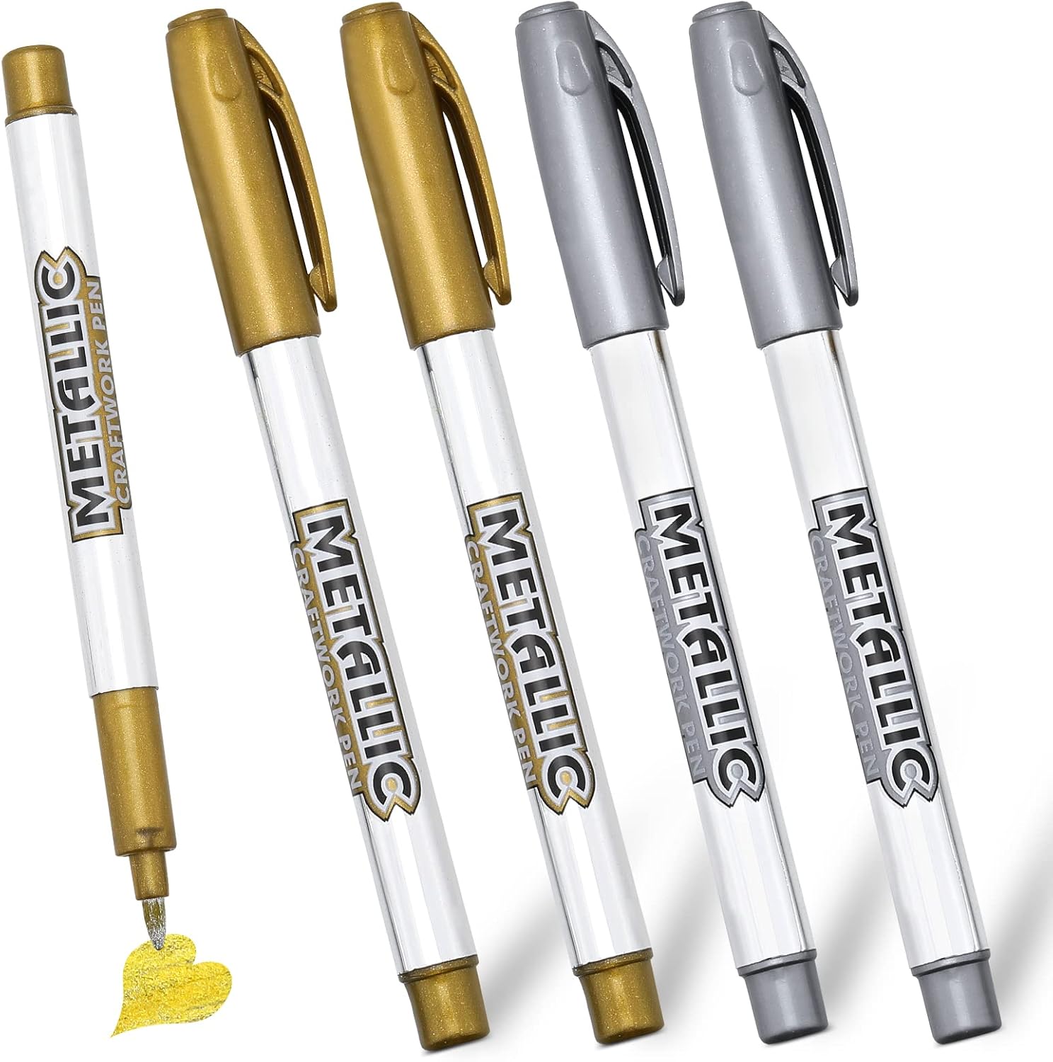 Amazon.com : YASUOA Silver Gold Metallic Marker Pens, Shiny Glittering ...