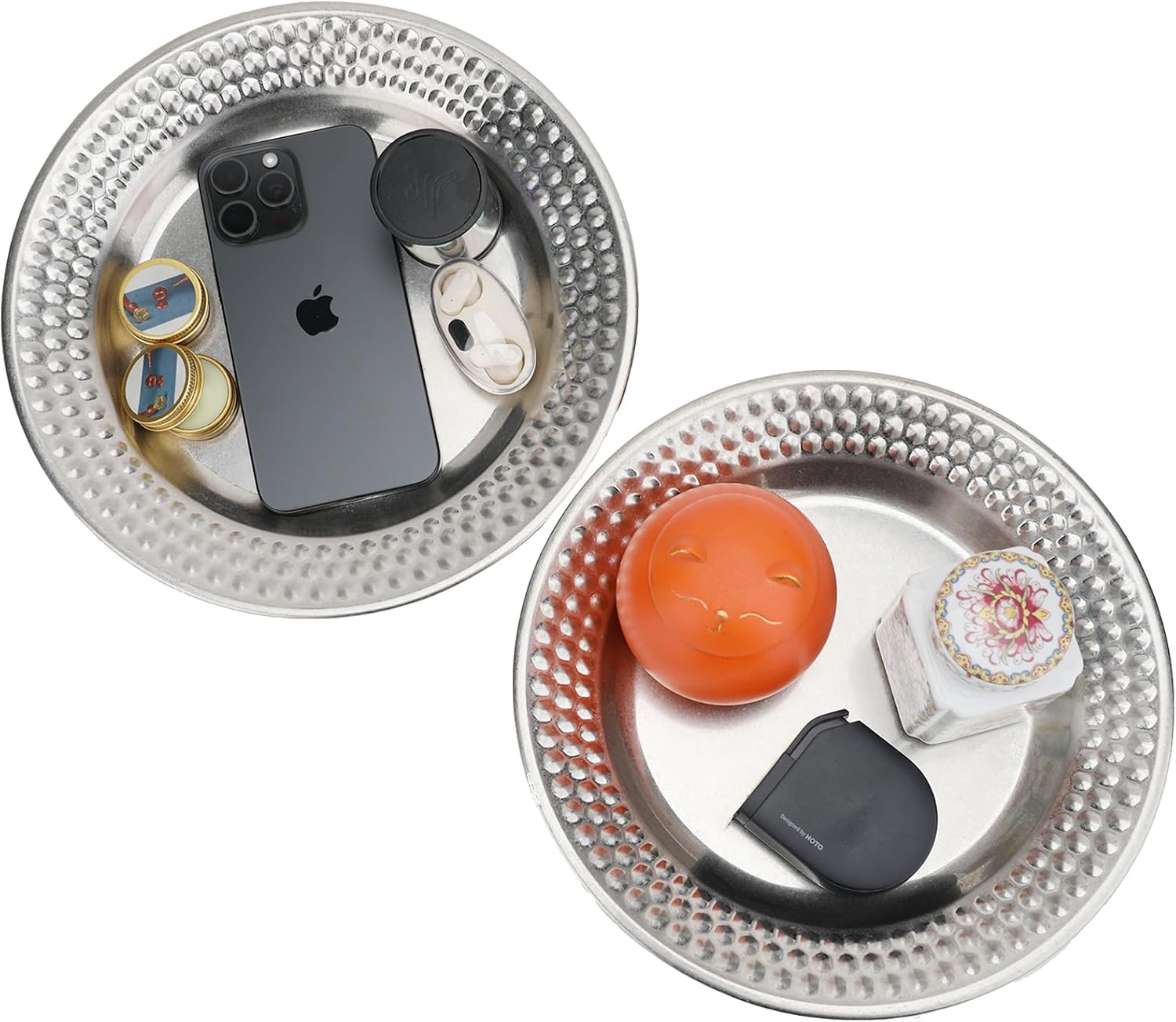 Amazon.com: Fermus Set of 2 Round Vintage Metal Tray Diameter 10 1/4 ...