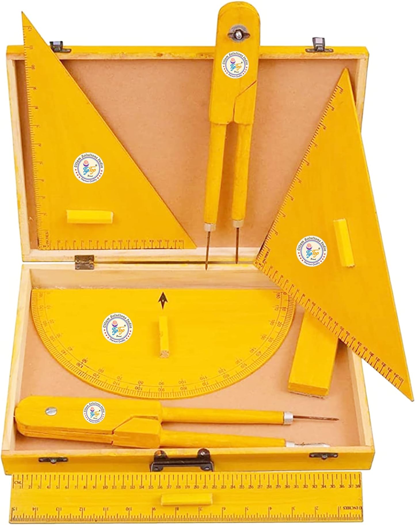 SUPER Geometry Box Wooden for Teachers – for Black Board – with Brass ...