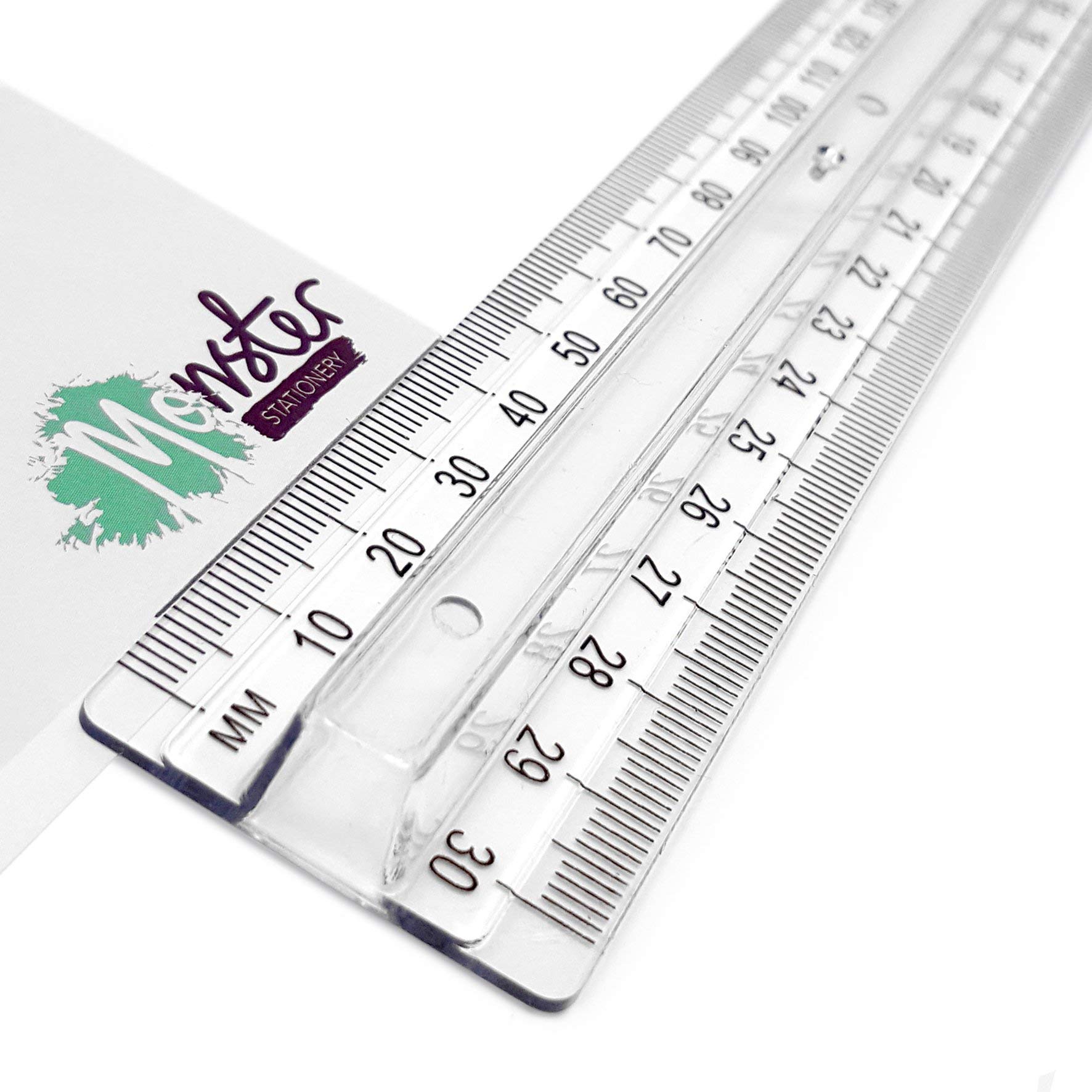 30cm 12 Clear Ruler Technical Drawing Raised Finger Grip Ruler ...