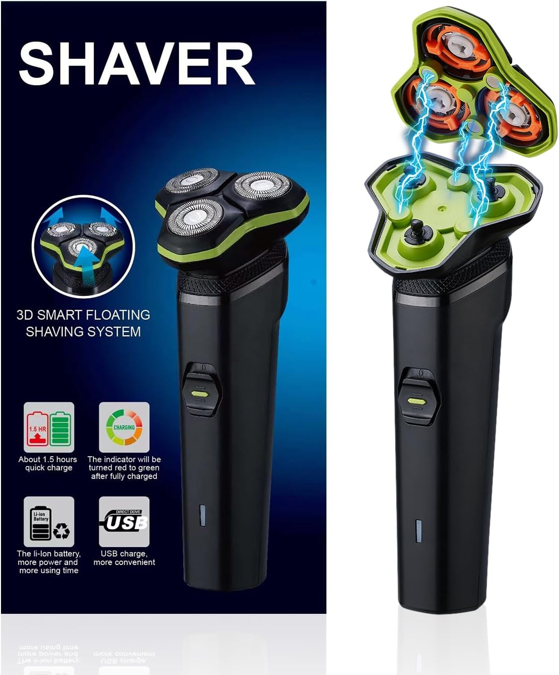 Amazon.com: Tacshaver 3D Electric Razor for Men - 2 in 1 Rechargeable ...