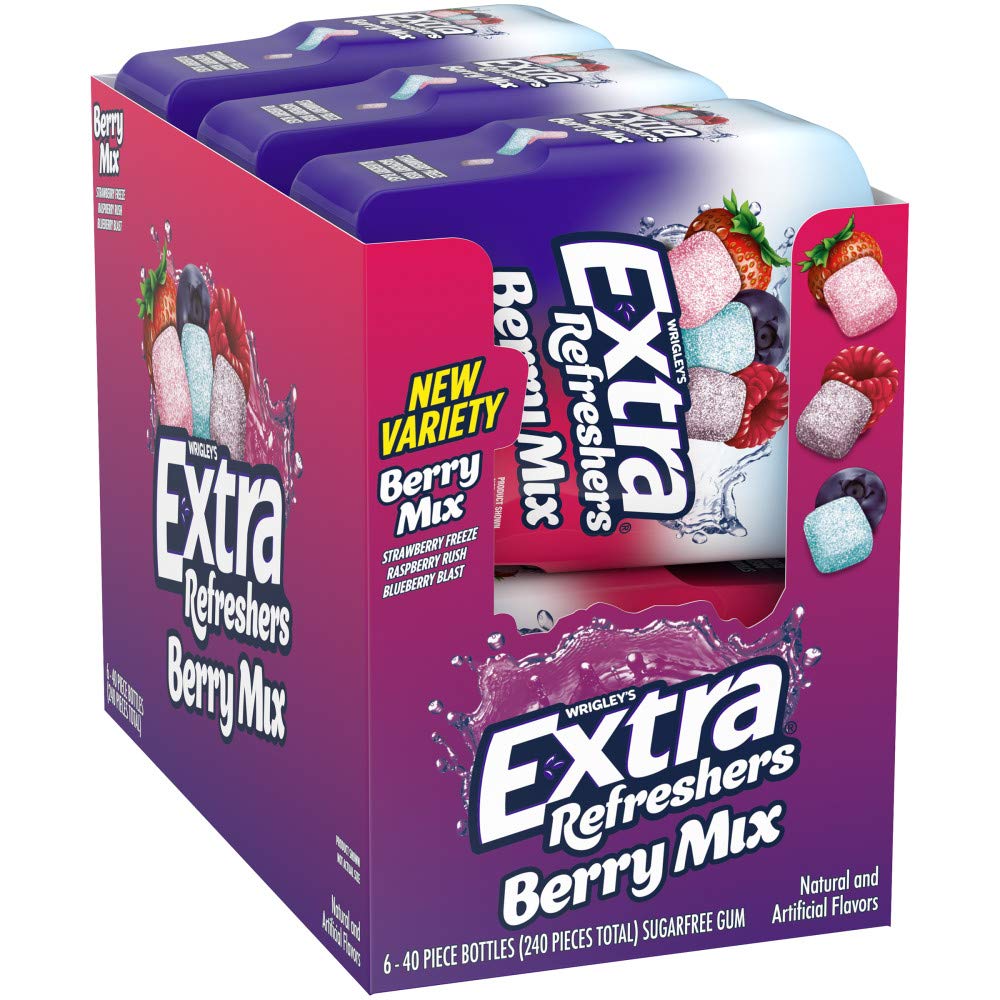 Snapklik.com : Extra Refreshers Berry Mix Gum, 3.21-Ounce 40-Piece Bottle