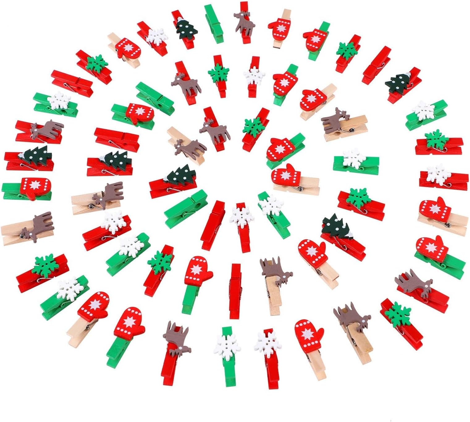 Amazon.com: ilauke 50Pcs Christmas Wooden Clothespins for Hanging ...
