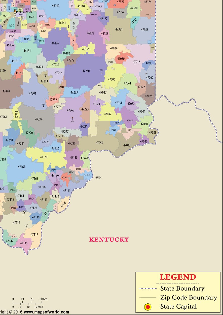 Central Indiana Zip Code Map Printable
