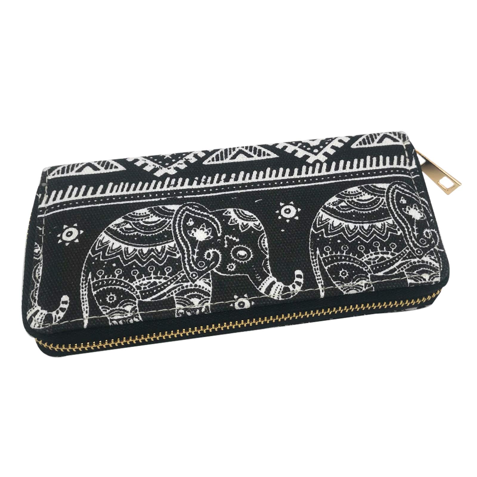 Elephant Wallet, Bohemian Purse Clutch Wallets Canvas Coin Purse with ...