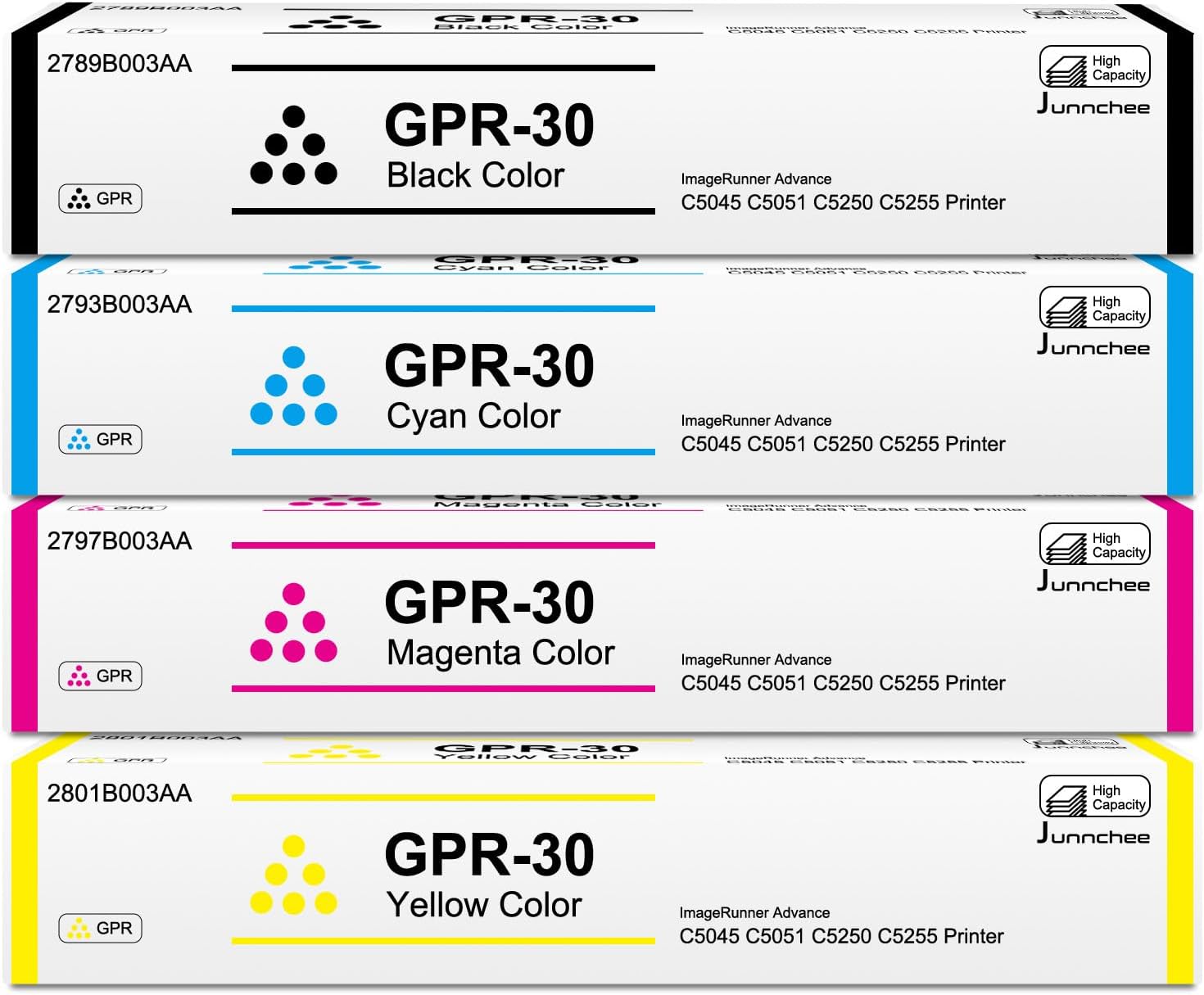 Amazon.com: GPR-30 GPR30 Black Cyan Magenta Yellow Toner Cartridges ...