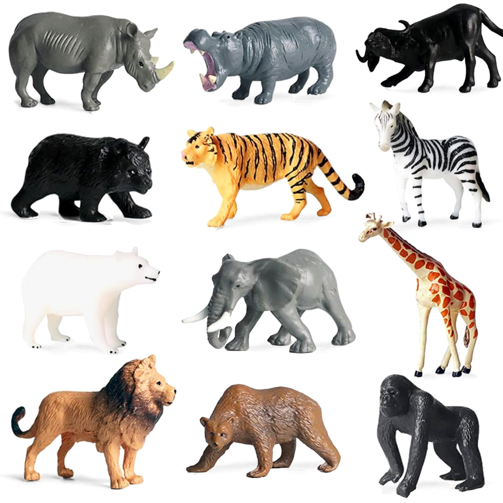 Amazon.com: 12 Pcs Figures Toys Realistic Mini Safari Zoo Animal ...
