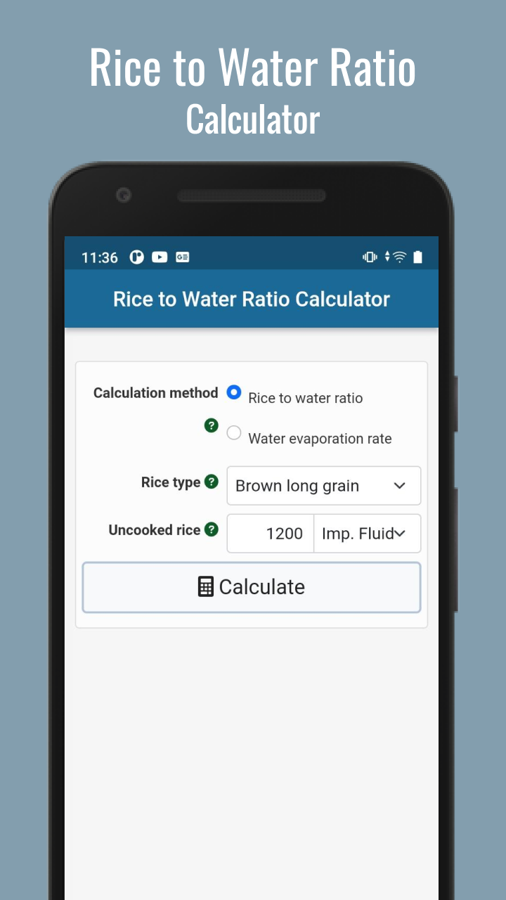 Rice to Water Ratio Calculator:Amazon.in:Appstore for Android
