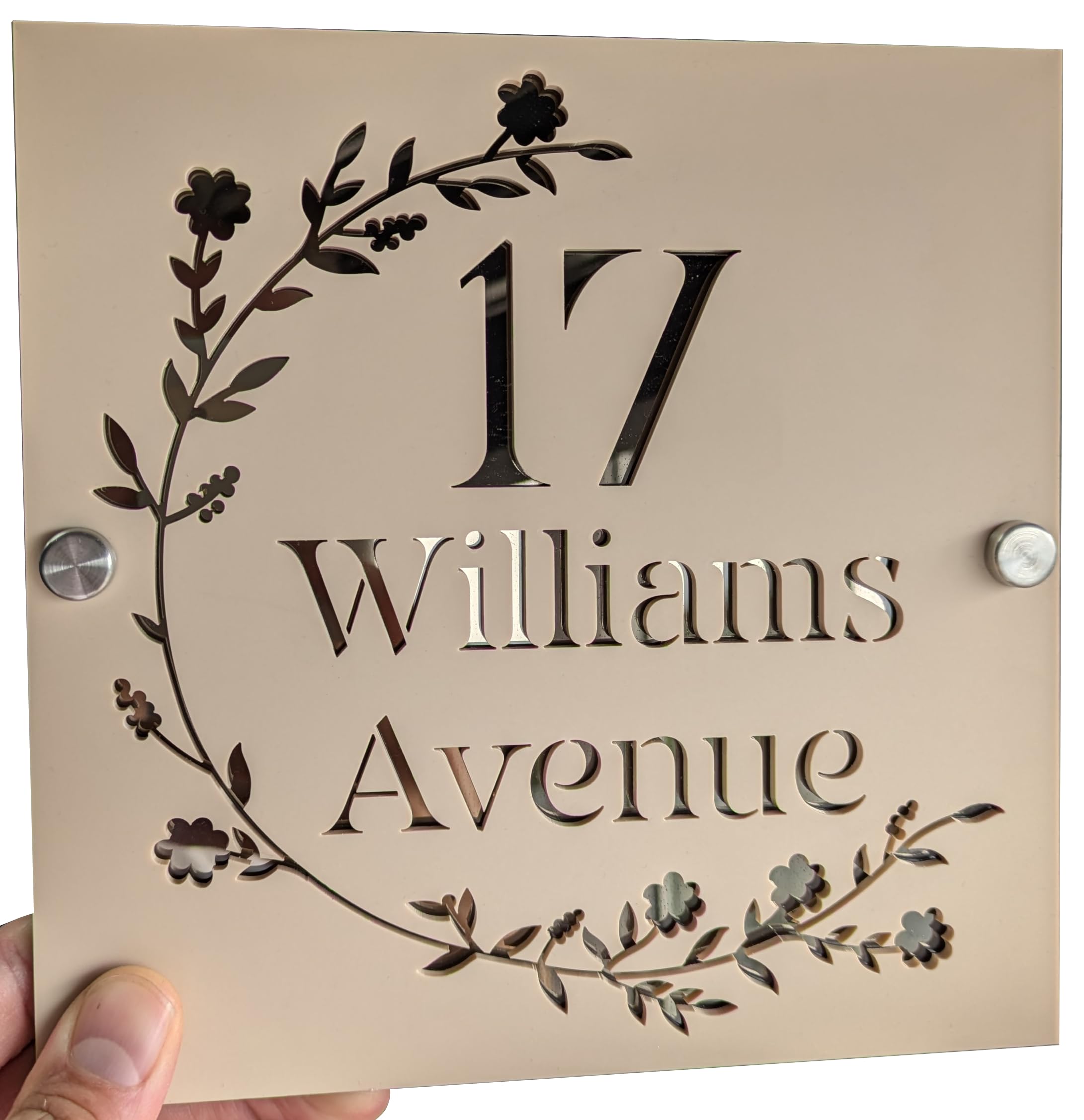 House Sign Personalised Door Number Floral Address Bar Signs Wall ...