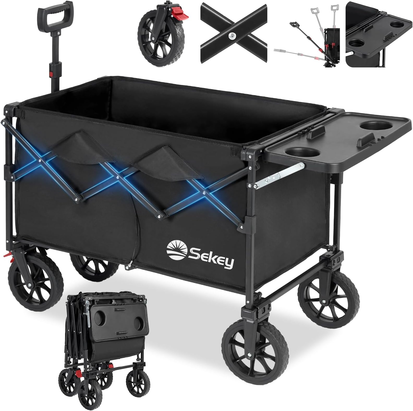Amazon.com: Sekey 250L Collapsible Wagon with Folding Table and Drink ...