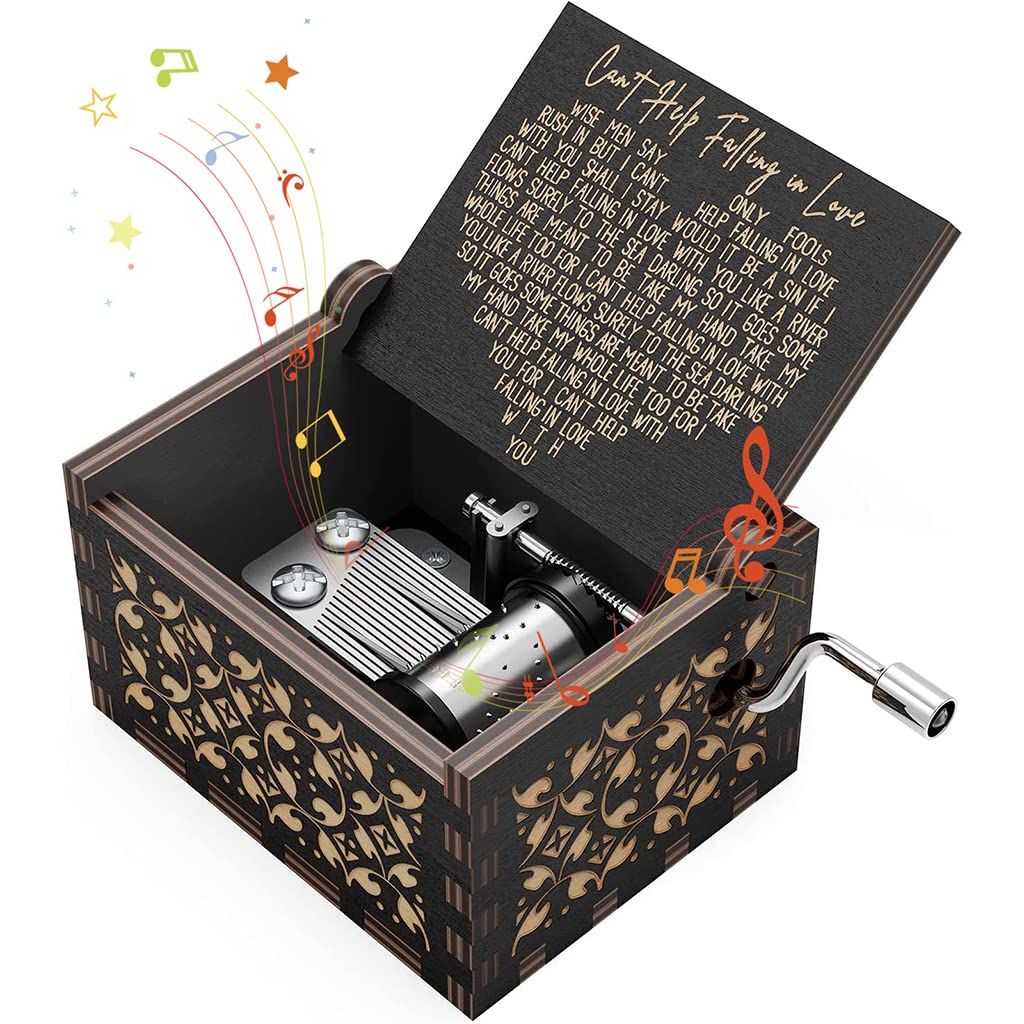 PATPAT® Music Box Can't Help Falling in Love Wooden Music Box, Antique ...