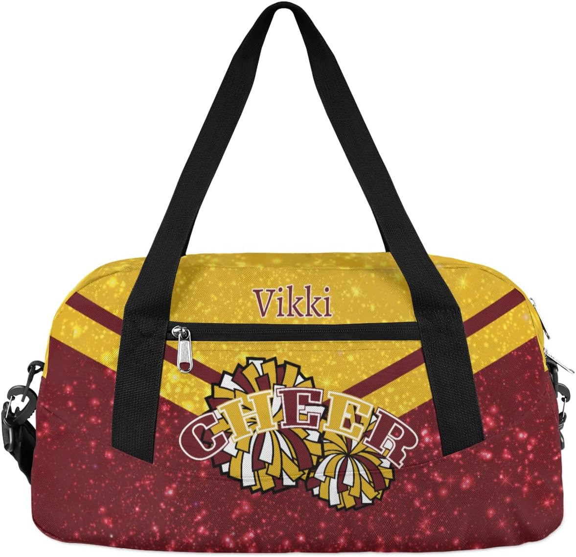 Amazon.com | OMFUNS Yellow Red Cheer Custom Name Kids Duffel Bags for ...