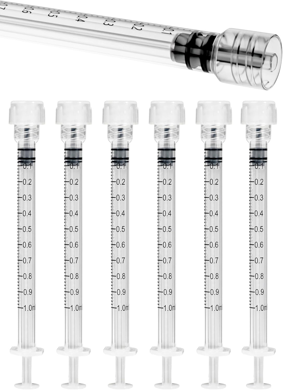 Amazon.com: 1mL Luer Lock Syringes without Needle - Syringe with Cap ...